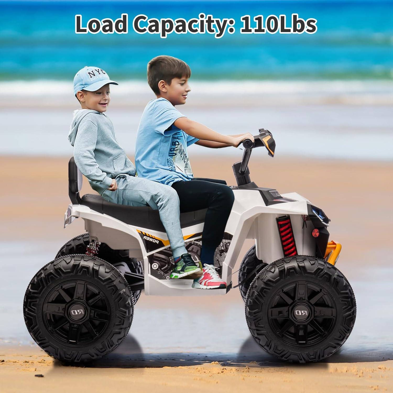 Acekool 24V Kids Ride On ATV Car, Two Seater, Powerful Motor, Hydraulic ...