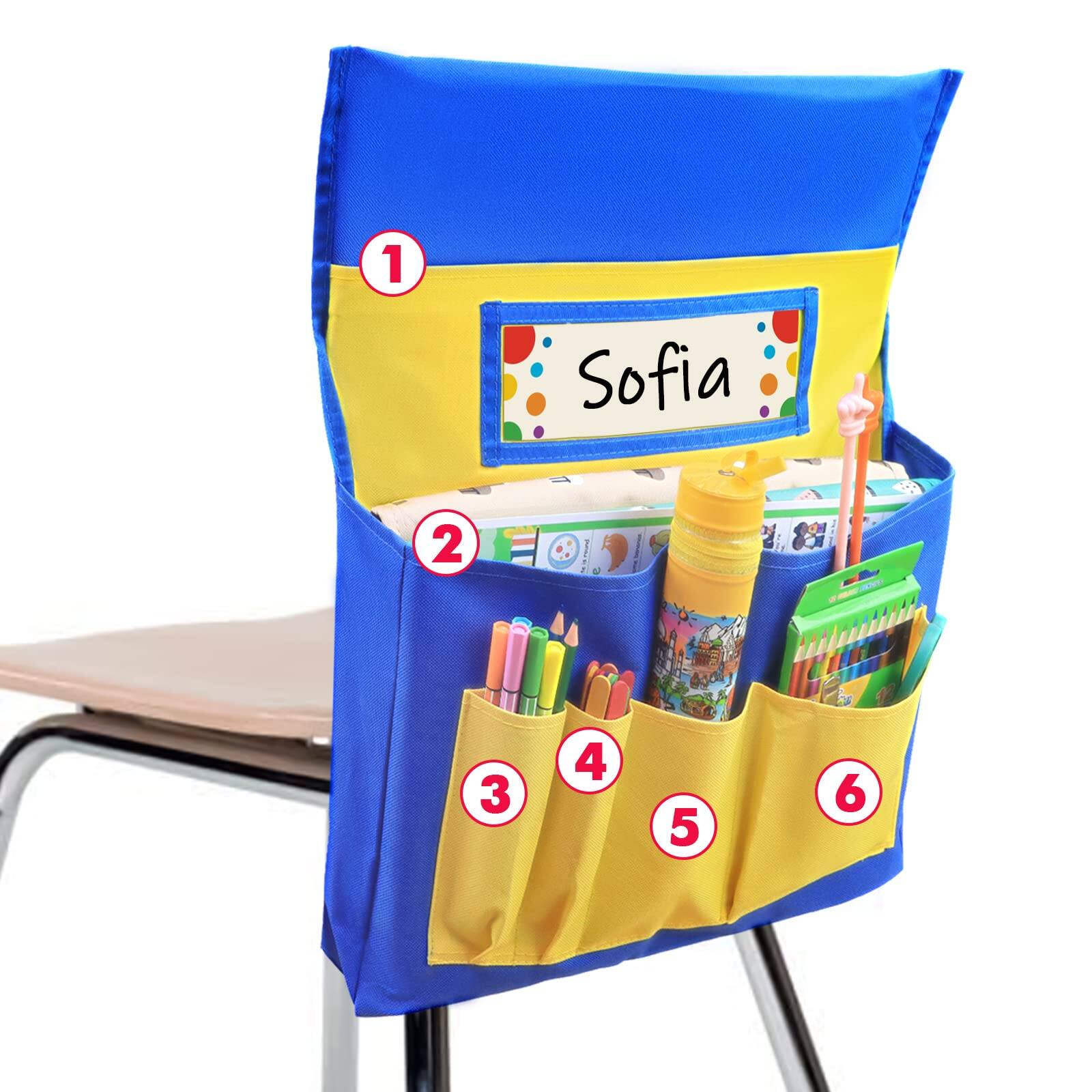 Dapper Styles Chair Pocket School Seat Storage Organizer With Label ...
