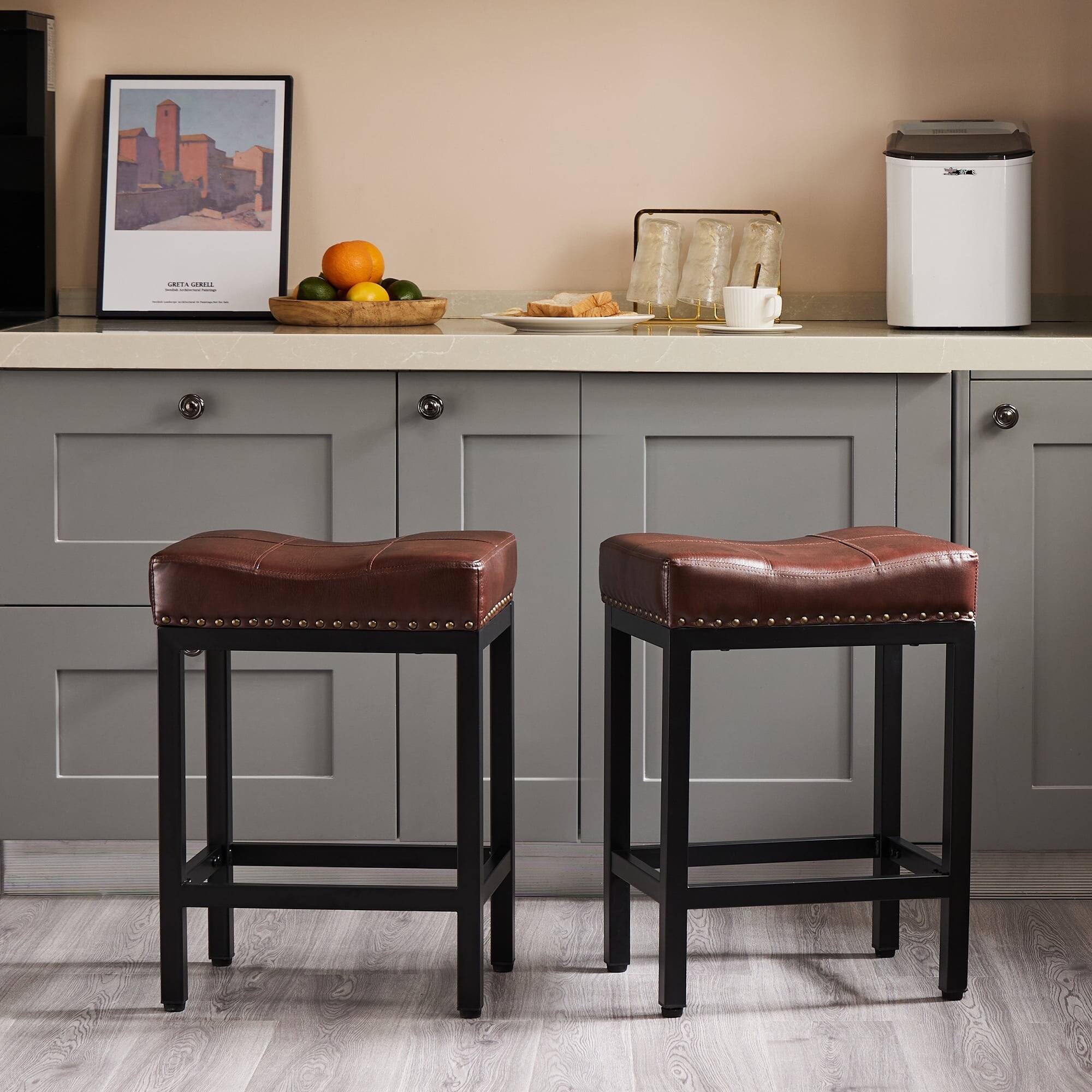 AOITUN Bar Stools Set of 2, Modern Counter Height, 24 Inch Kitchen ...