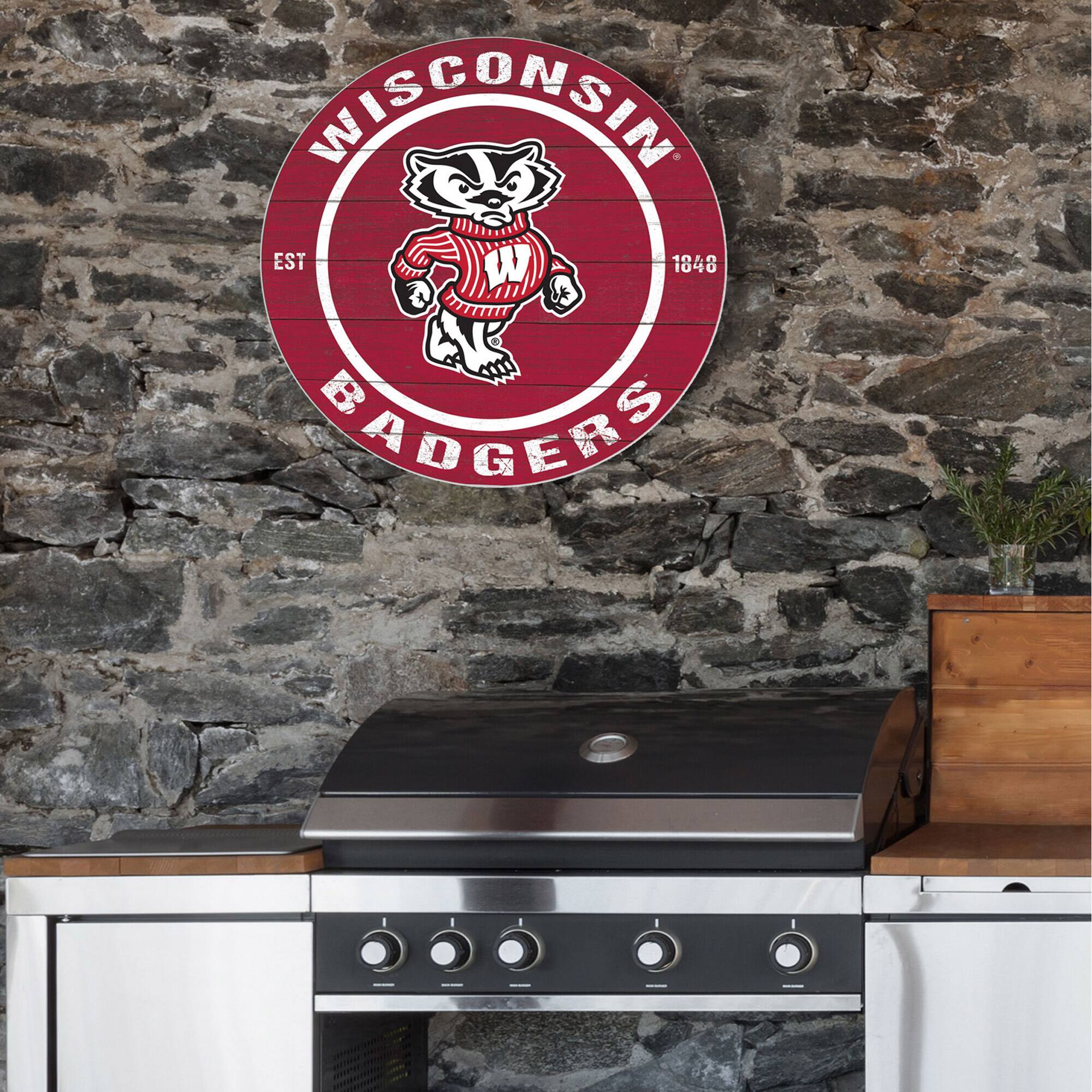Jardine Wisconsin Badgers 20'' x 20'' Indoor/Outdoor Circle Sign Red ...