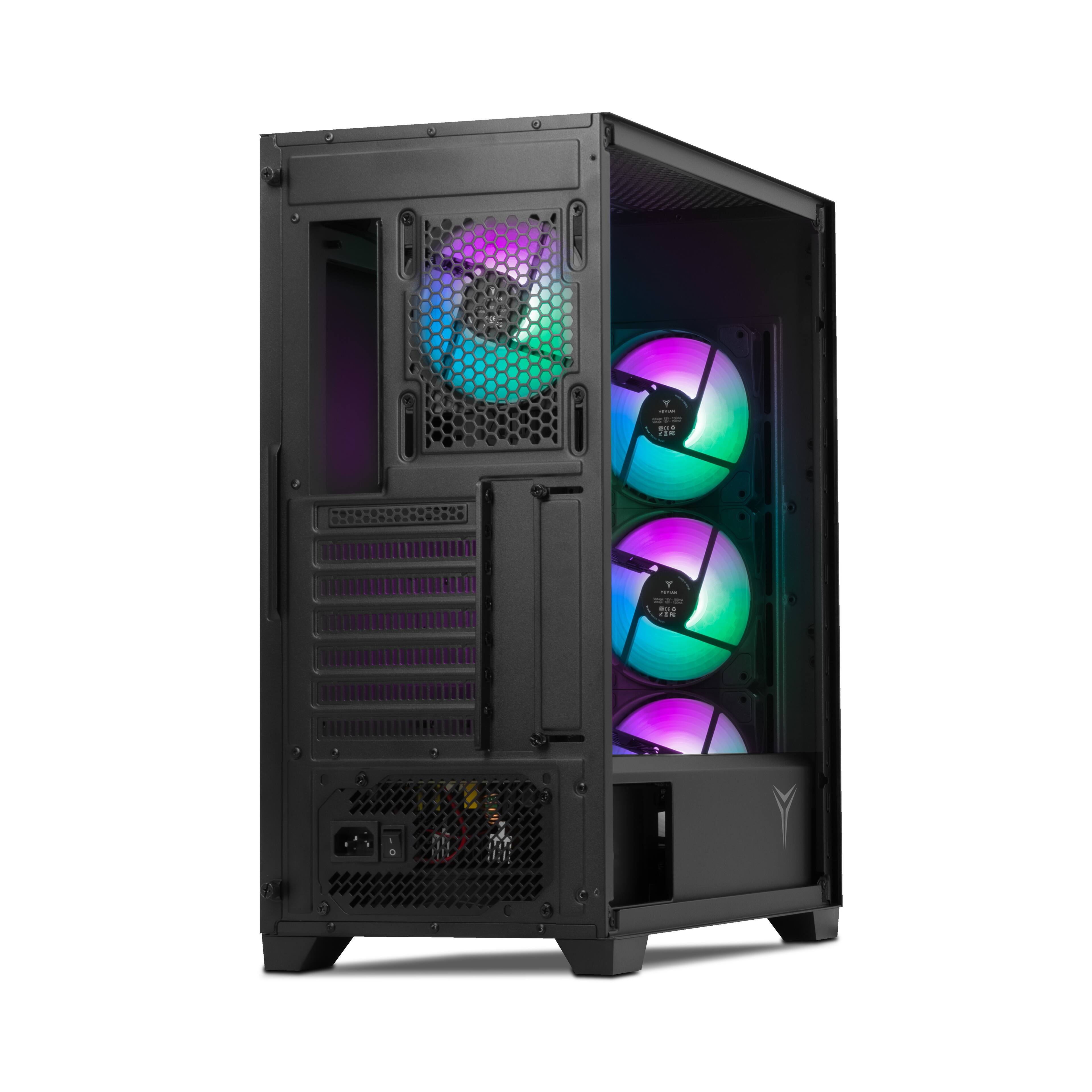 YEYIAN PC Case. ATX, Mid Tower, 4 ARGB Fans Included. Model: YCM APPHO ...