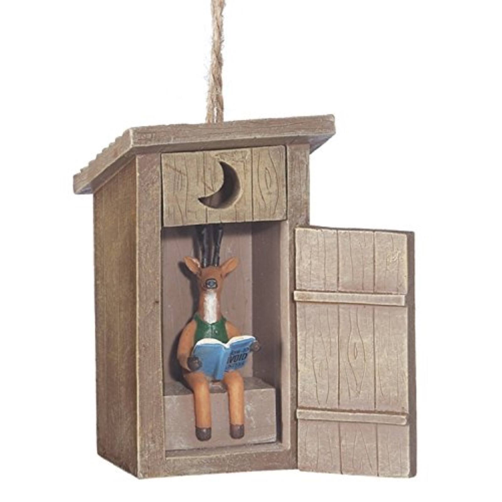 Ganz Outhouse with Deer Inside Resin Hanging Christmas Ornament 3.5 ...