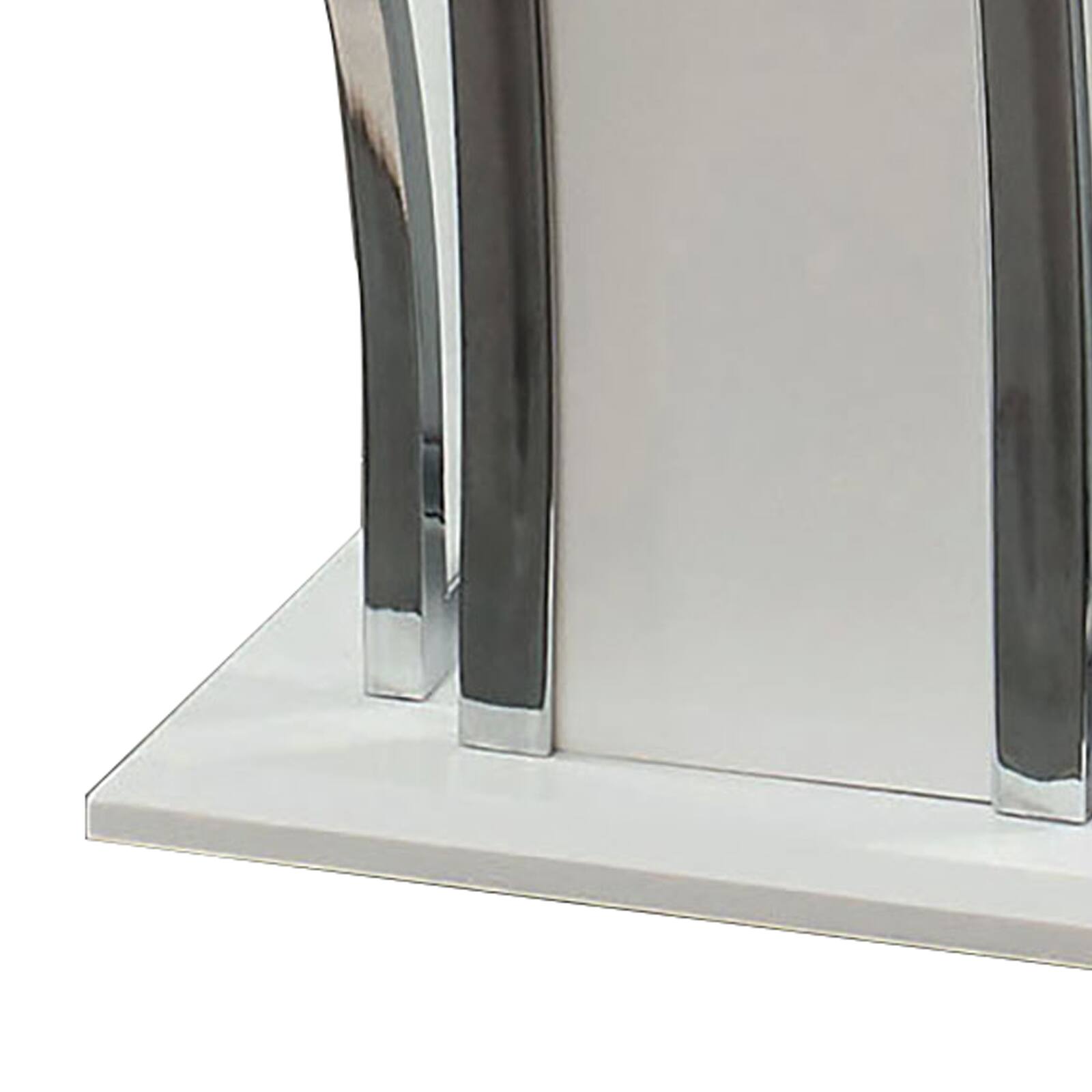 Manhattan Lane Chrome Trim Flared Base End Table with Glass Top White ...