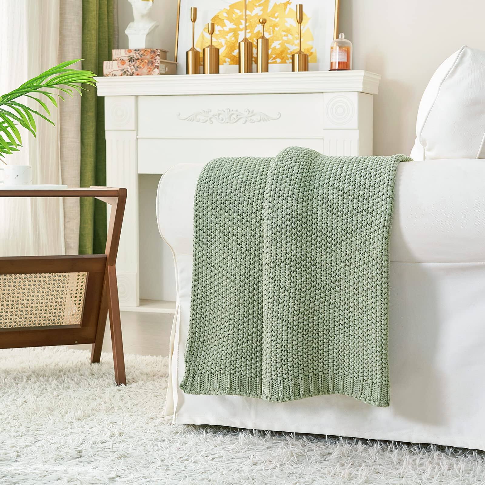 Paradigms Interiors Chunky Cable Knit Throw Blanket Lightweight Light ...
