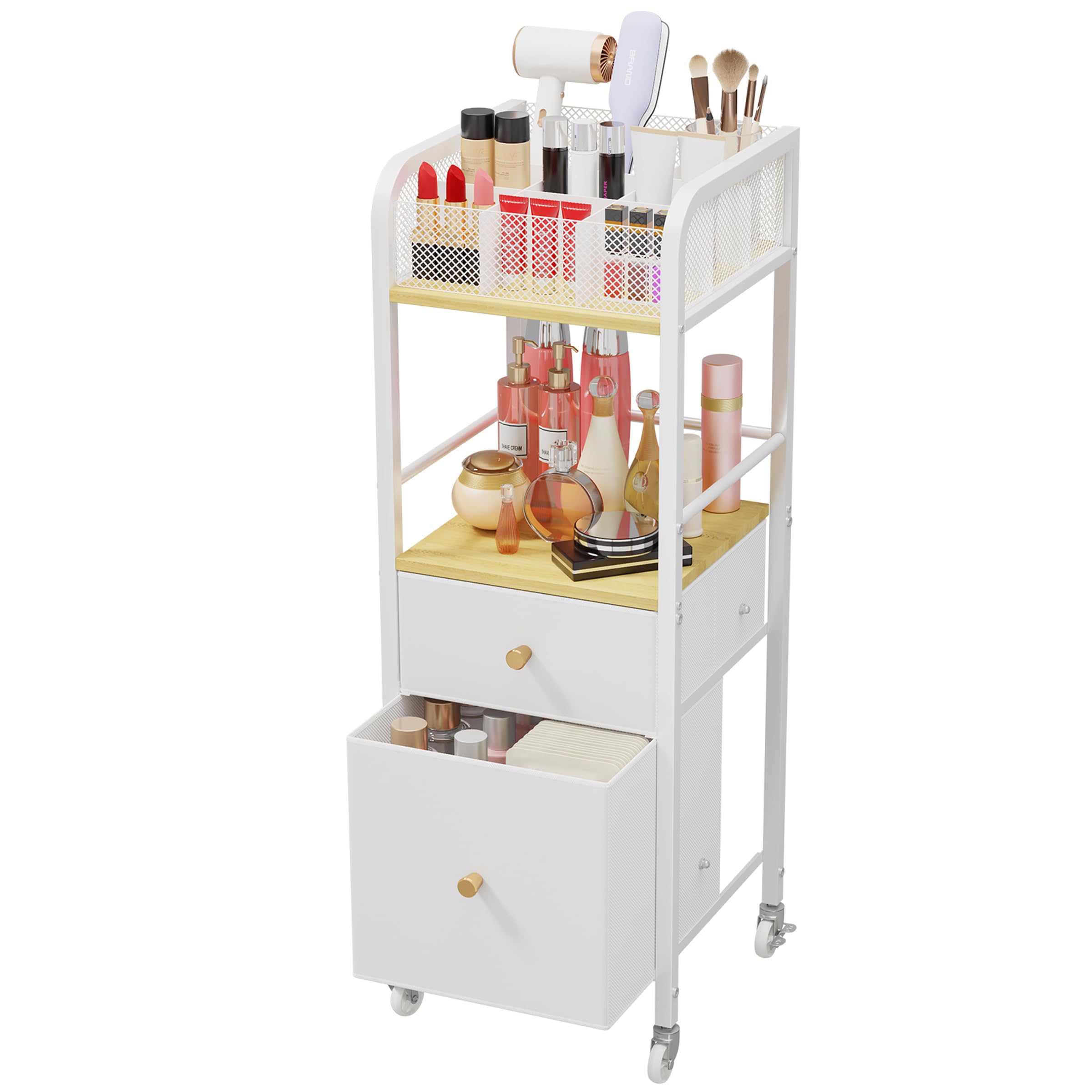 JETRANSPORT Rolling Makeup Cart Organizer Floor Skincare Make Up ...