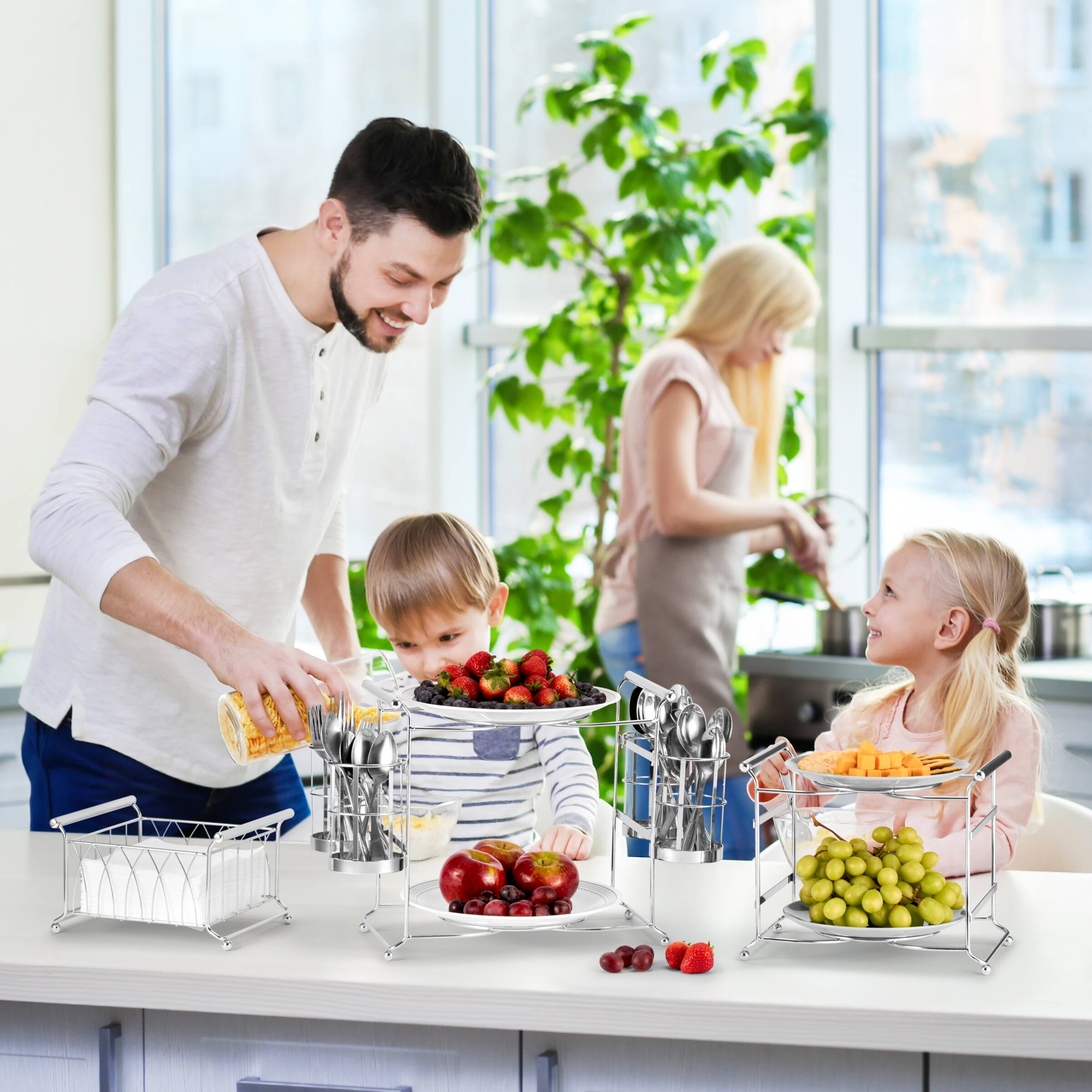 Sorbus 7 Piece Stackable Buffet Caddy Ideal for Dining Table, Party ...