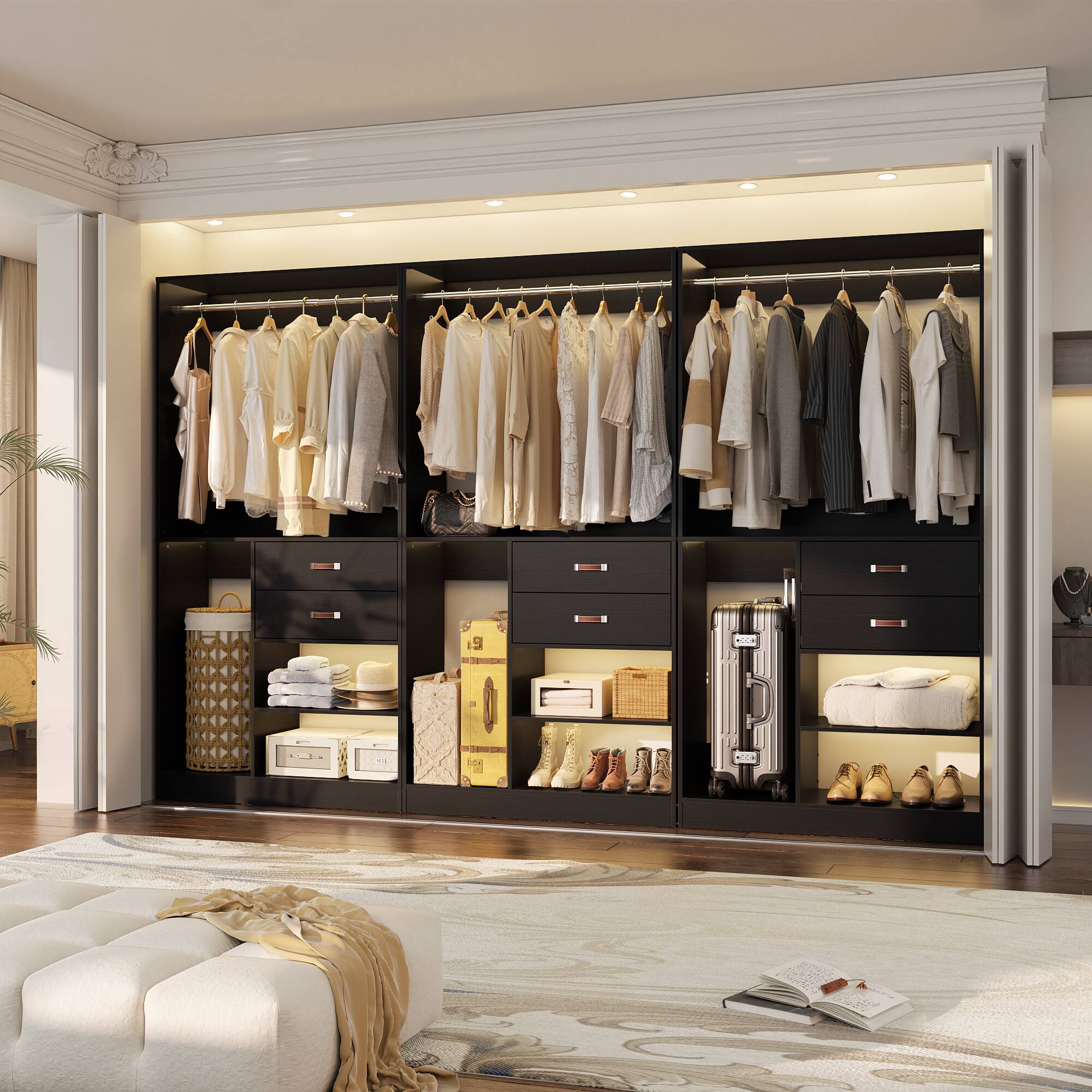Aheaplus 10FT Large Closet Organizer Set of 3, with 6 Drawers, 3 ...