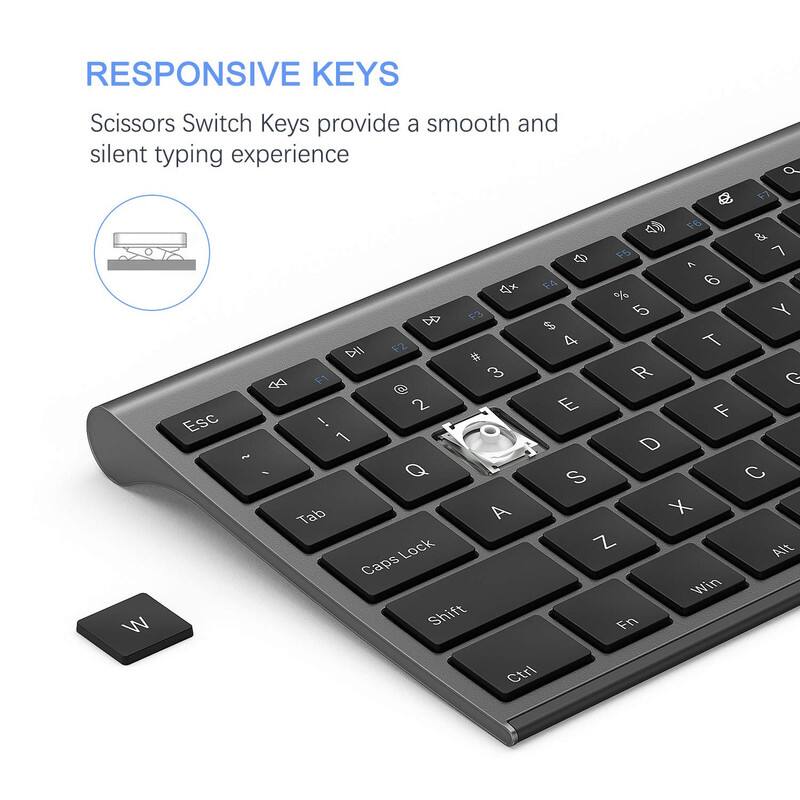 Luckbyte Ultra Slim Rechargeable Wireless Keyboard & Mouse Combo Full ...