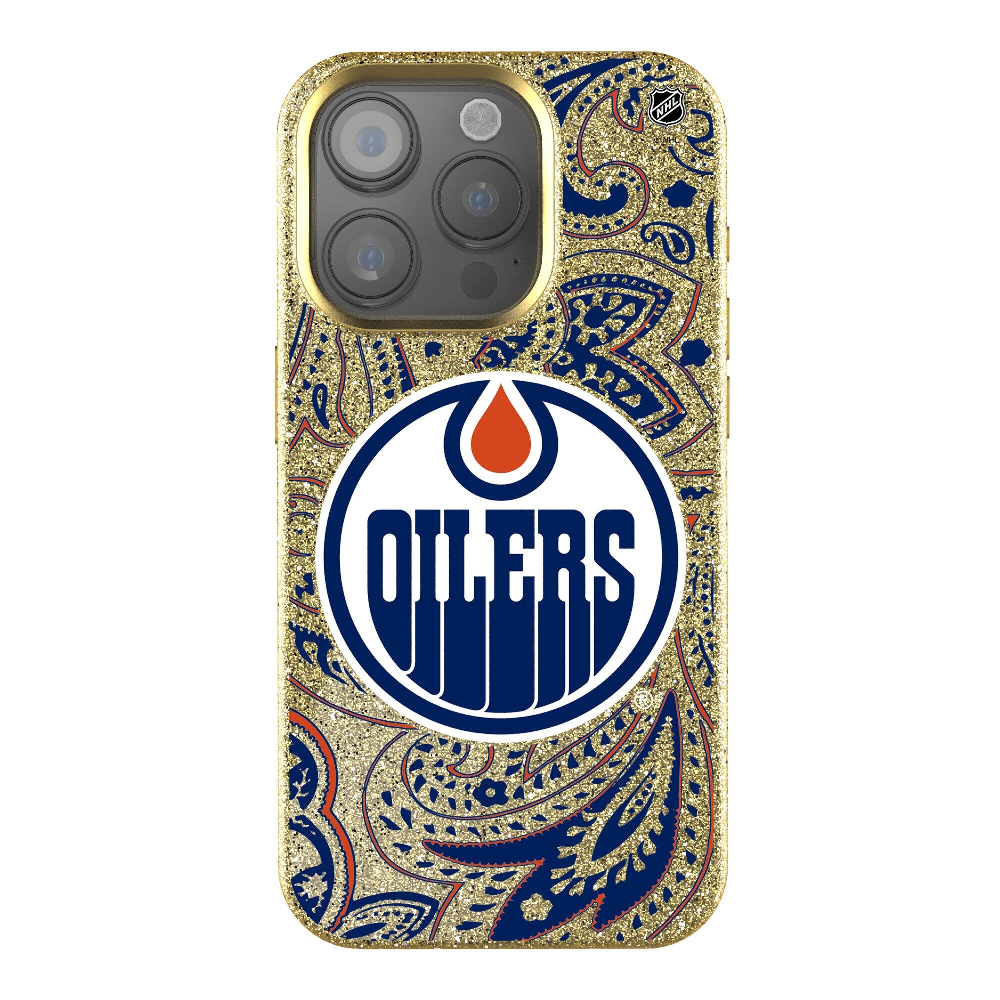 Keyscaper NHL Edmonton Oilers Paisley Bling iPhone Case 15 Pro Max Gold ...