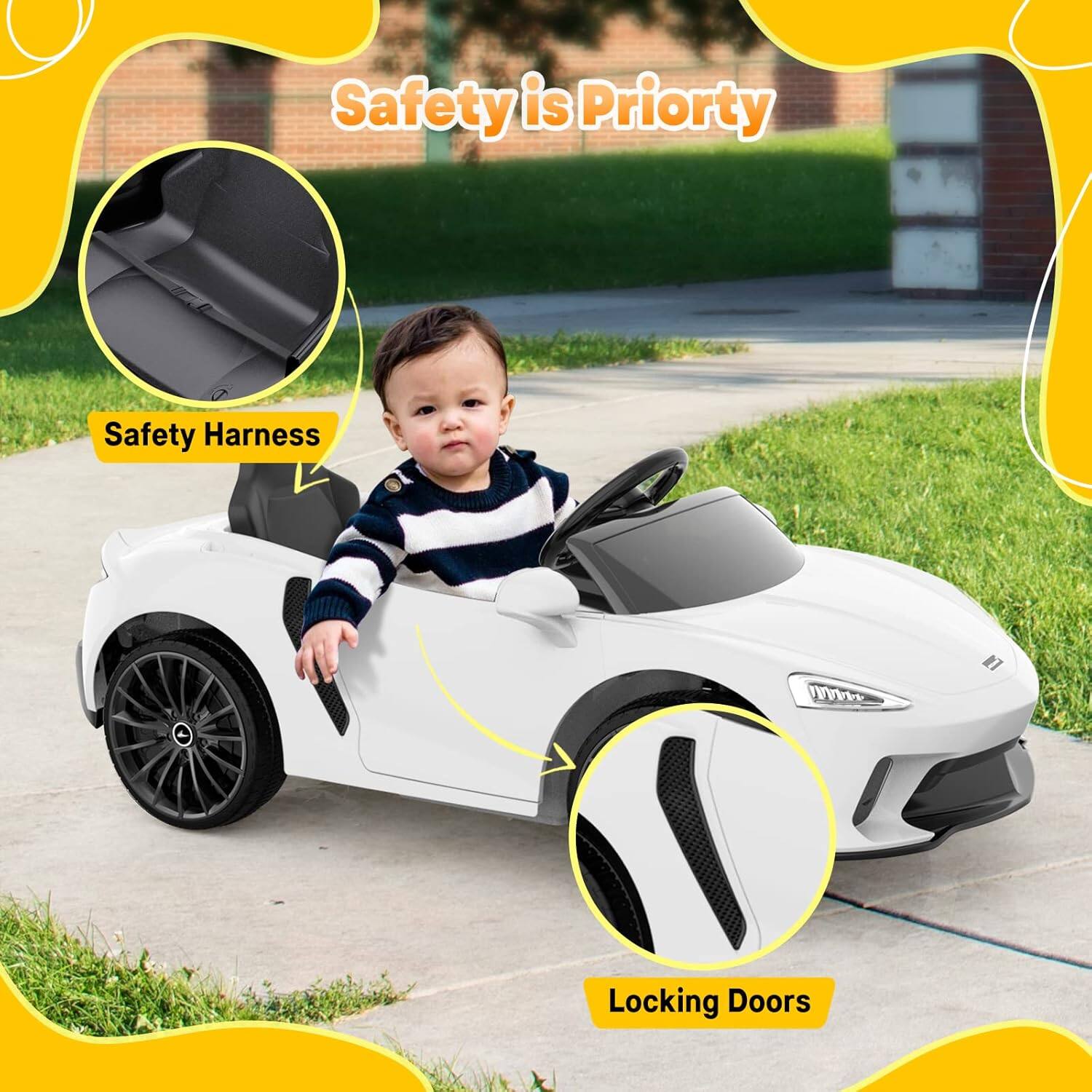 Acekool 12V Licensed McLaren Kids Ride On Car, Battery Sports Car w ...