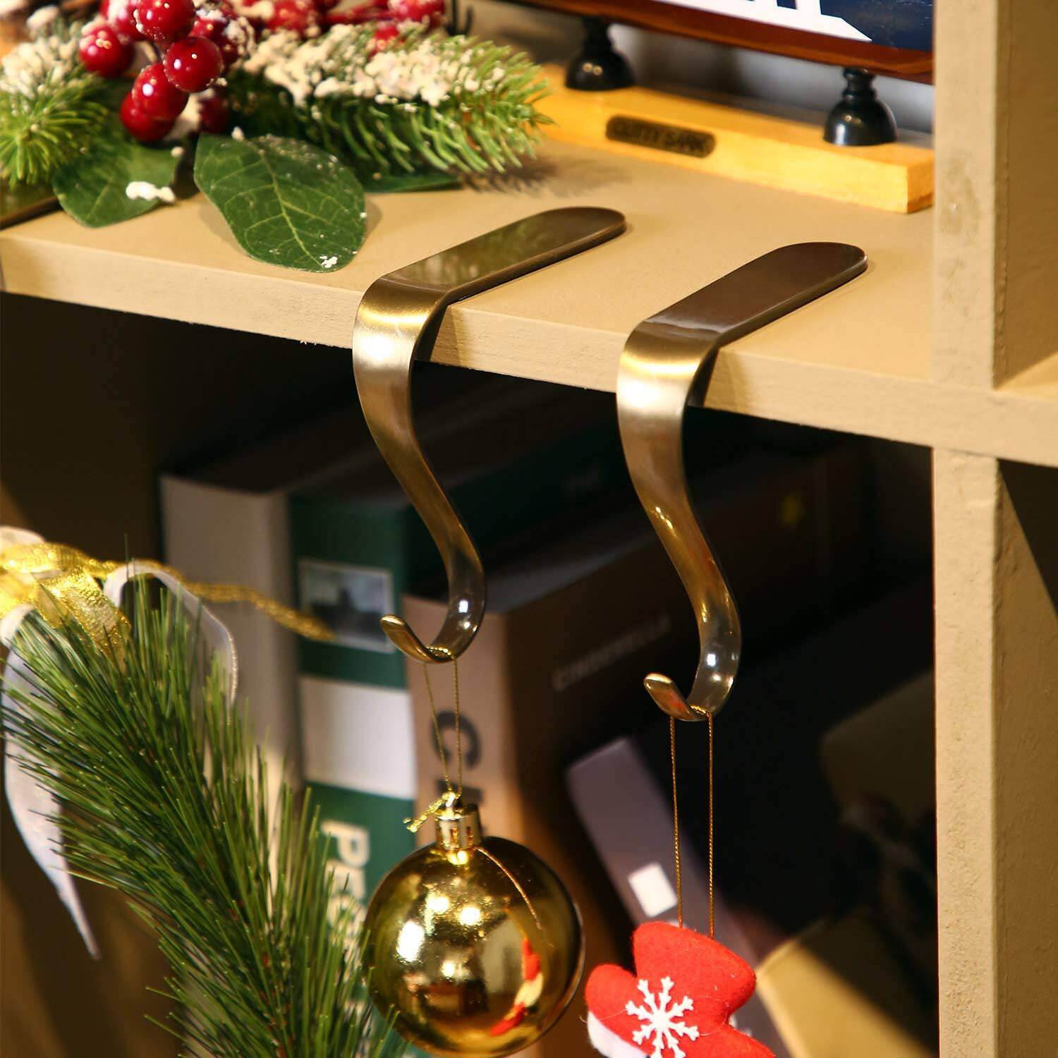 Paradigms Interiors 4 Christmas Stocking Holders Metal Mantel Stockings ...