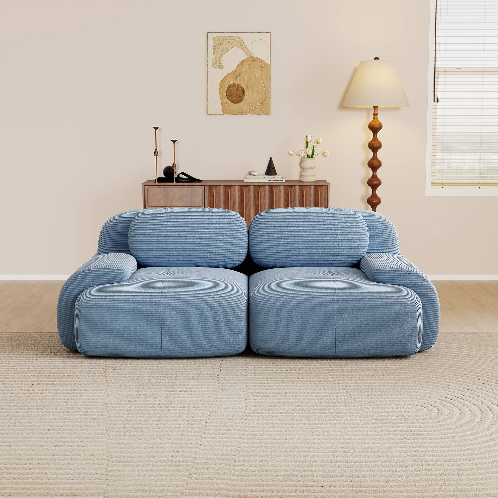 Aukfa 2 seats Modular Corduroy Sectional Sofa with Ergonomic Support ...