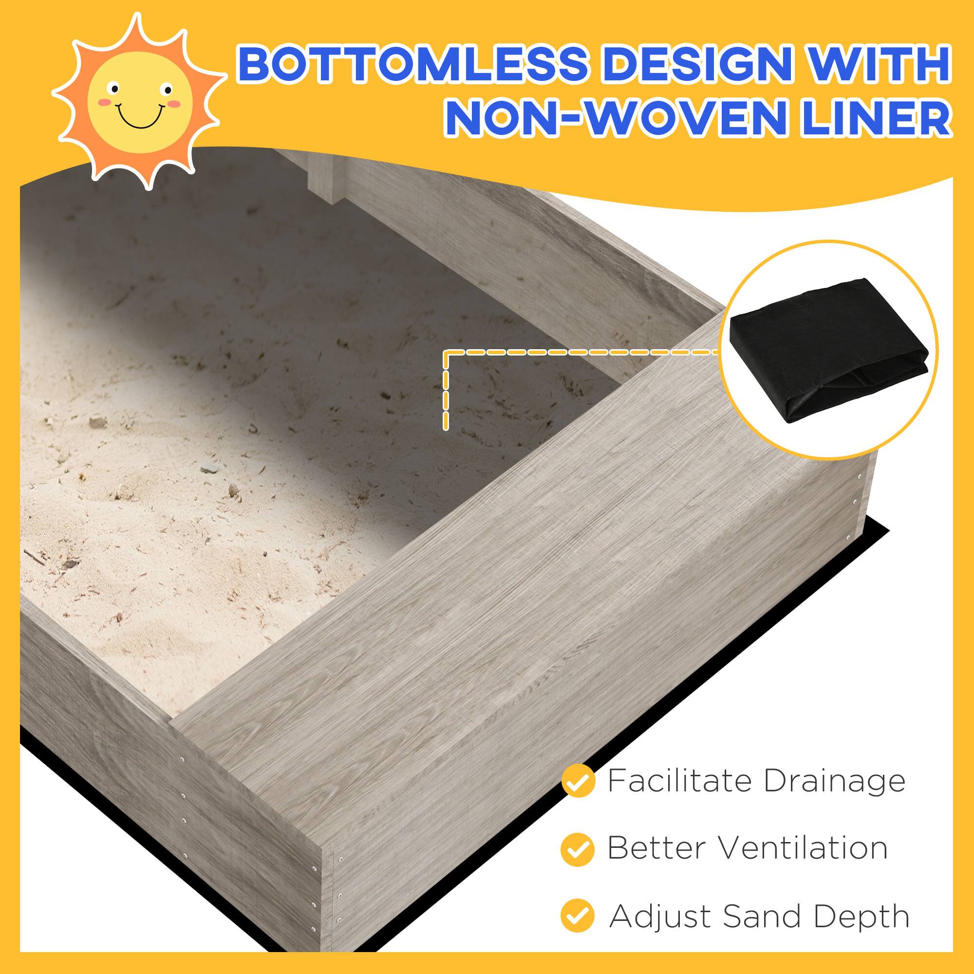 Outsunny Wooden Sandbox, Kids Sand Pit with Liner, Kitchen Design, Sink ...