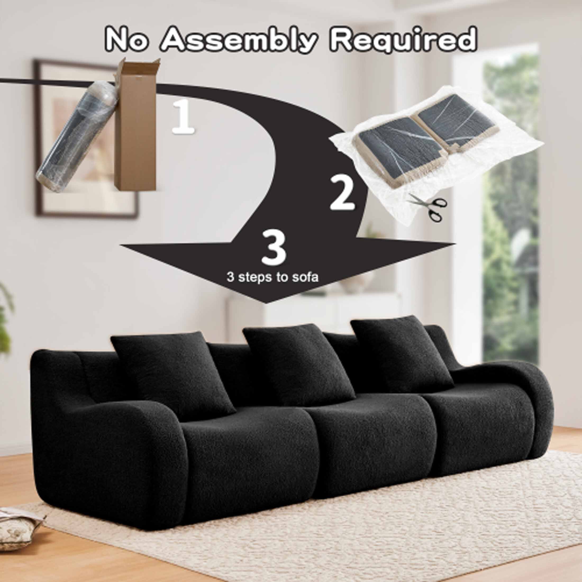 Aukfa Modular Teddy Fabric Sofa 3 Seat Convertible Sectional, Soft ...