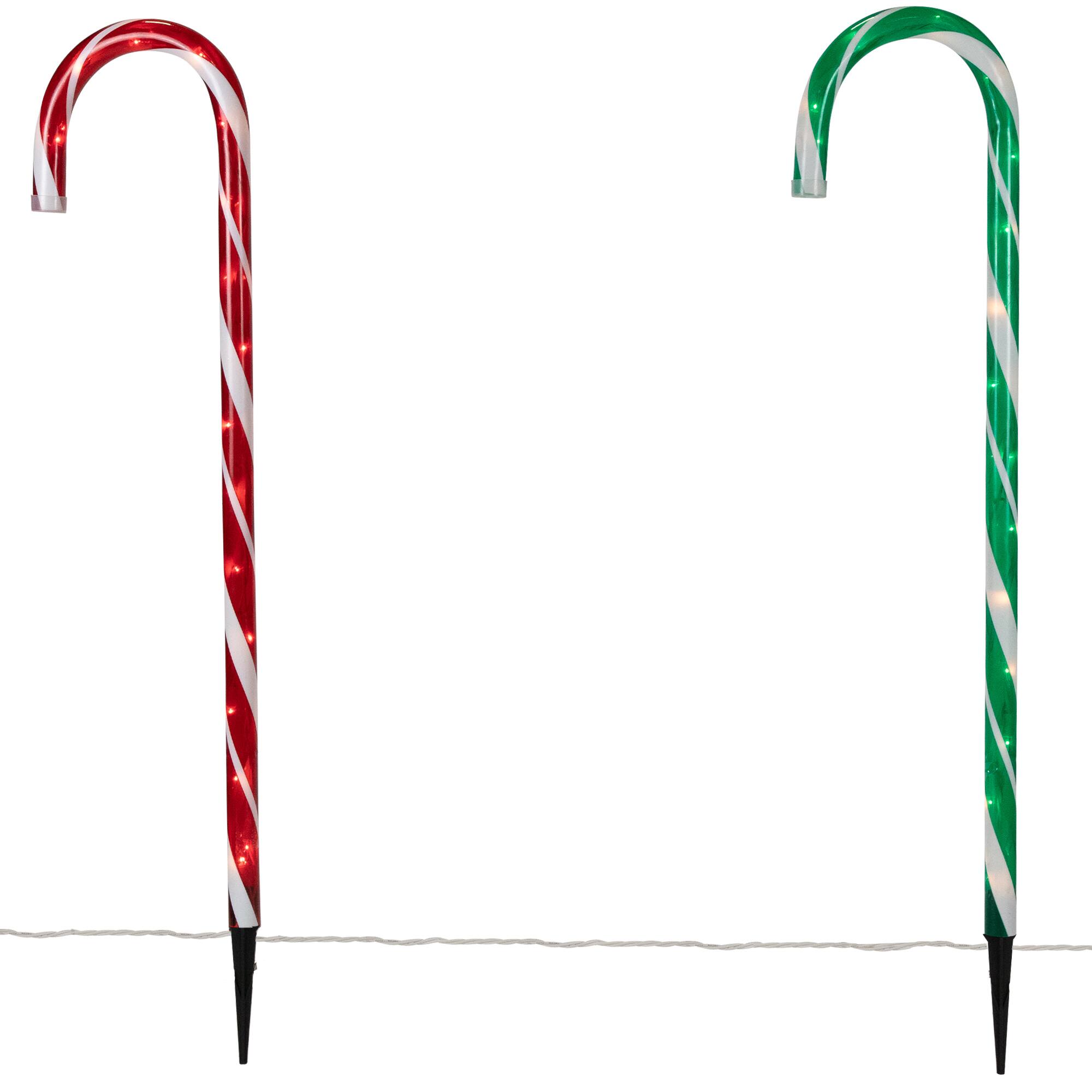 Northlight Lighted Outdoor Christmas Candy Cane Pathway Markers 28" and ...