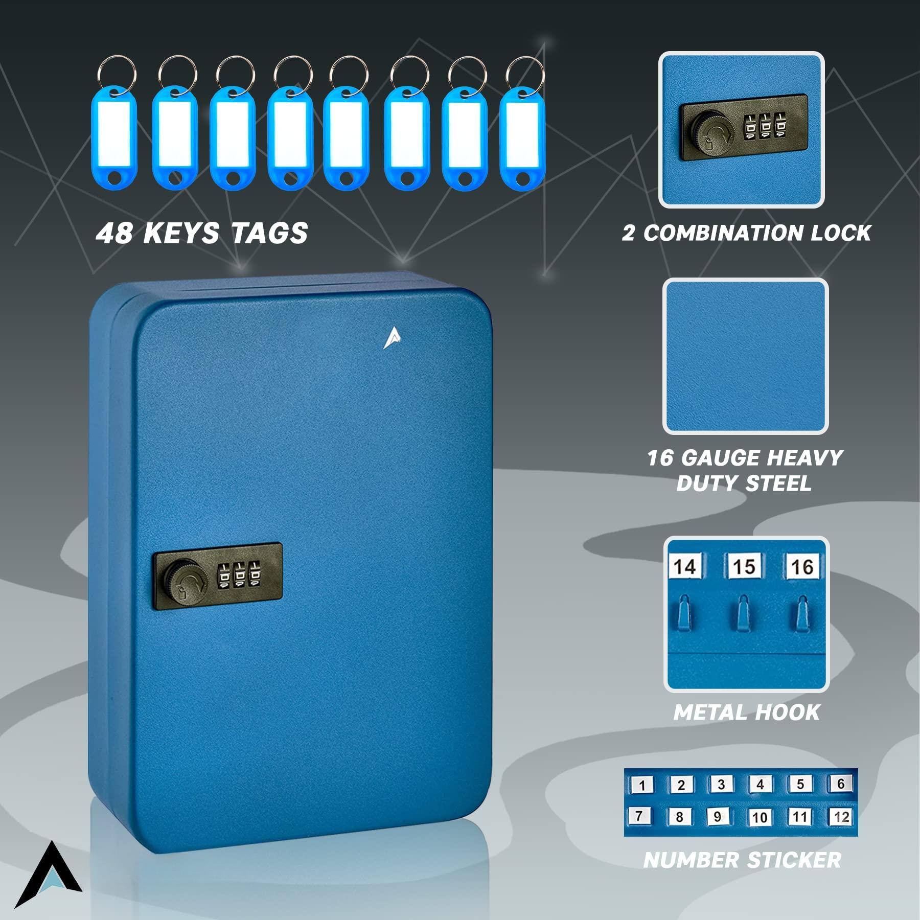 Reds Spade AdirOffice Key Lock Box 48 Hook Wall Mounted Key Cabinet ...