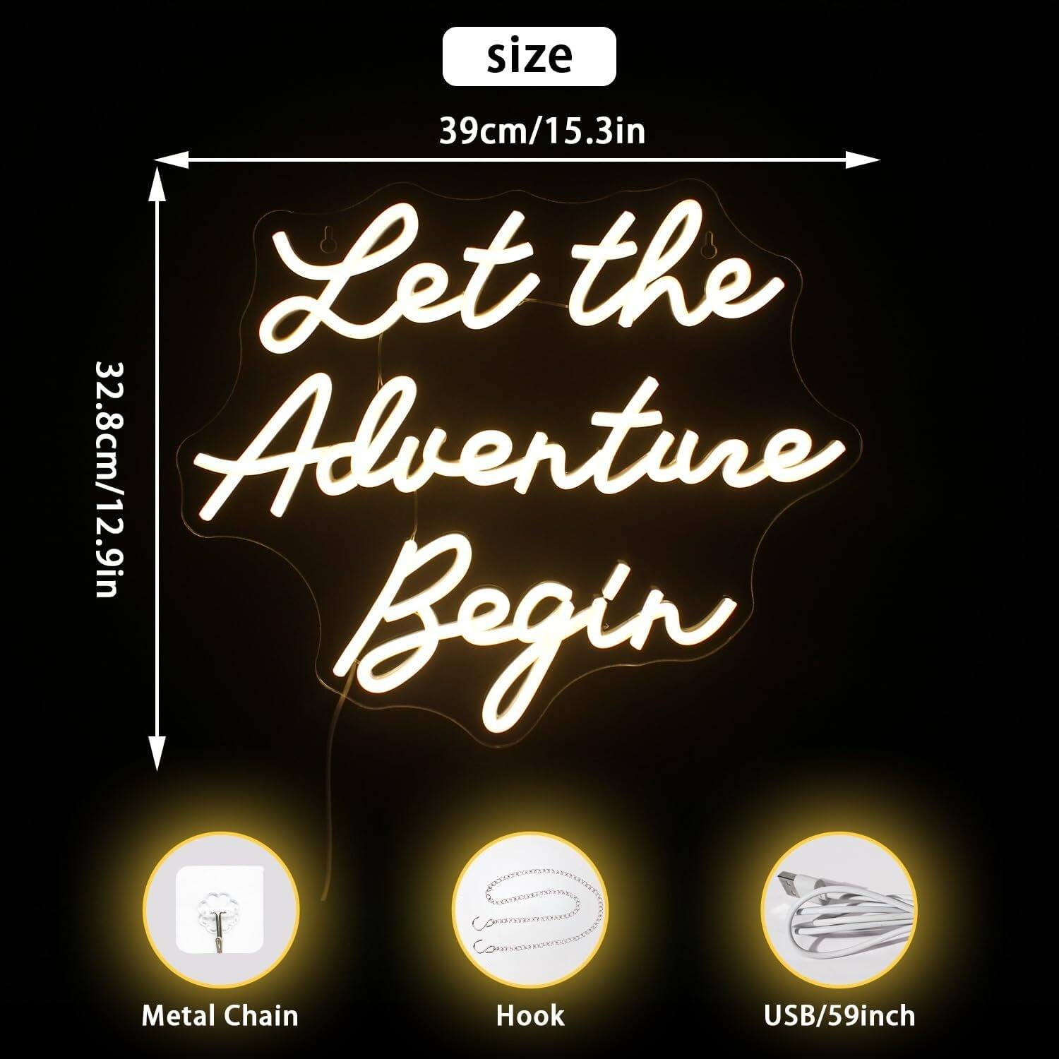 Auledio Let The Adventure Begin Neon Sign, Neon Signs for Wall Decor ...