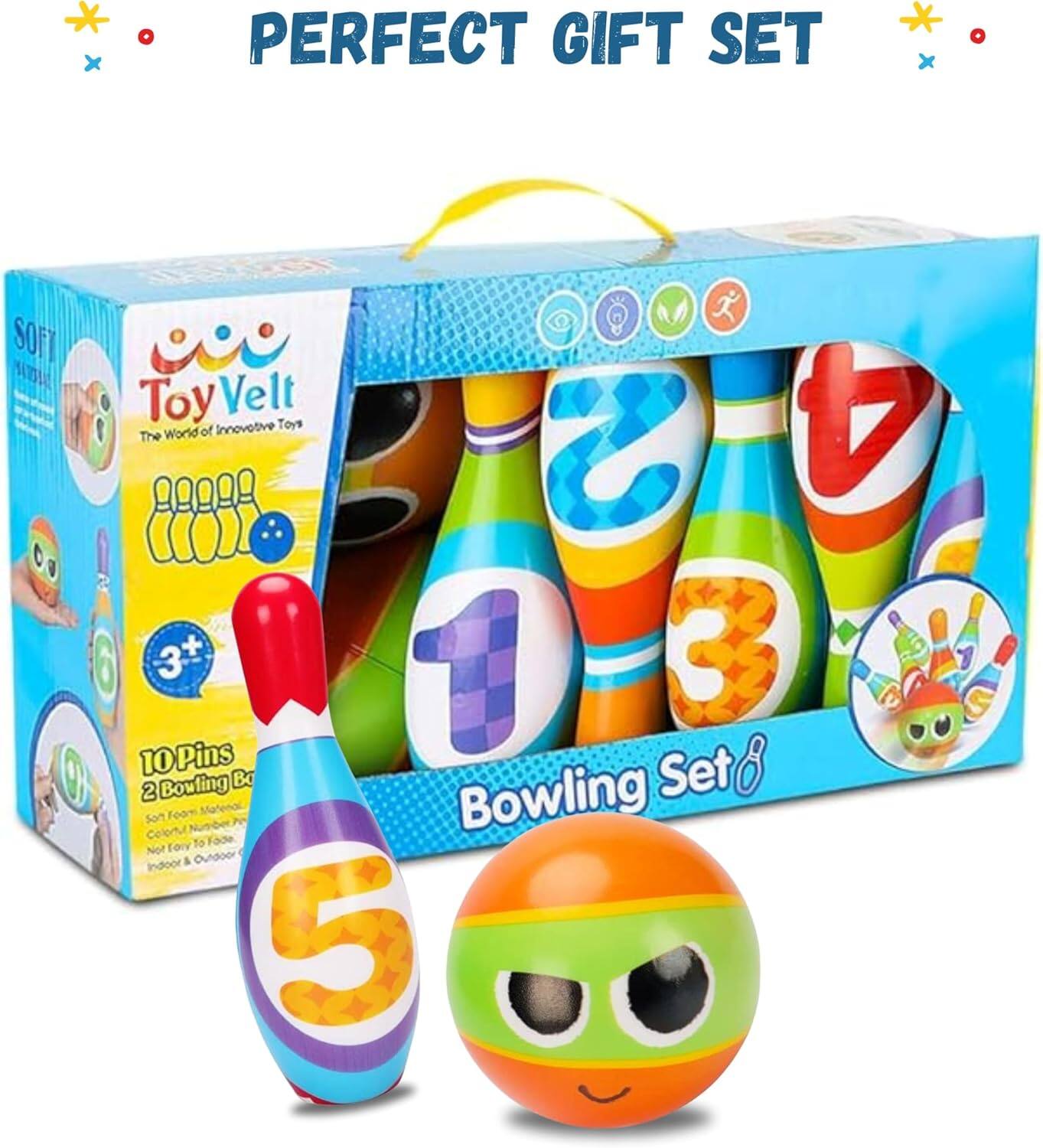 Toyvelt Kids Bowling Set with 10 Bowling Pins & 2 Balls Multicolor 1U ...