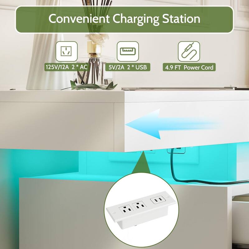 Vipbear modern 6 drawer dressing table storage cabinet with LED lights ...