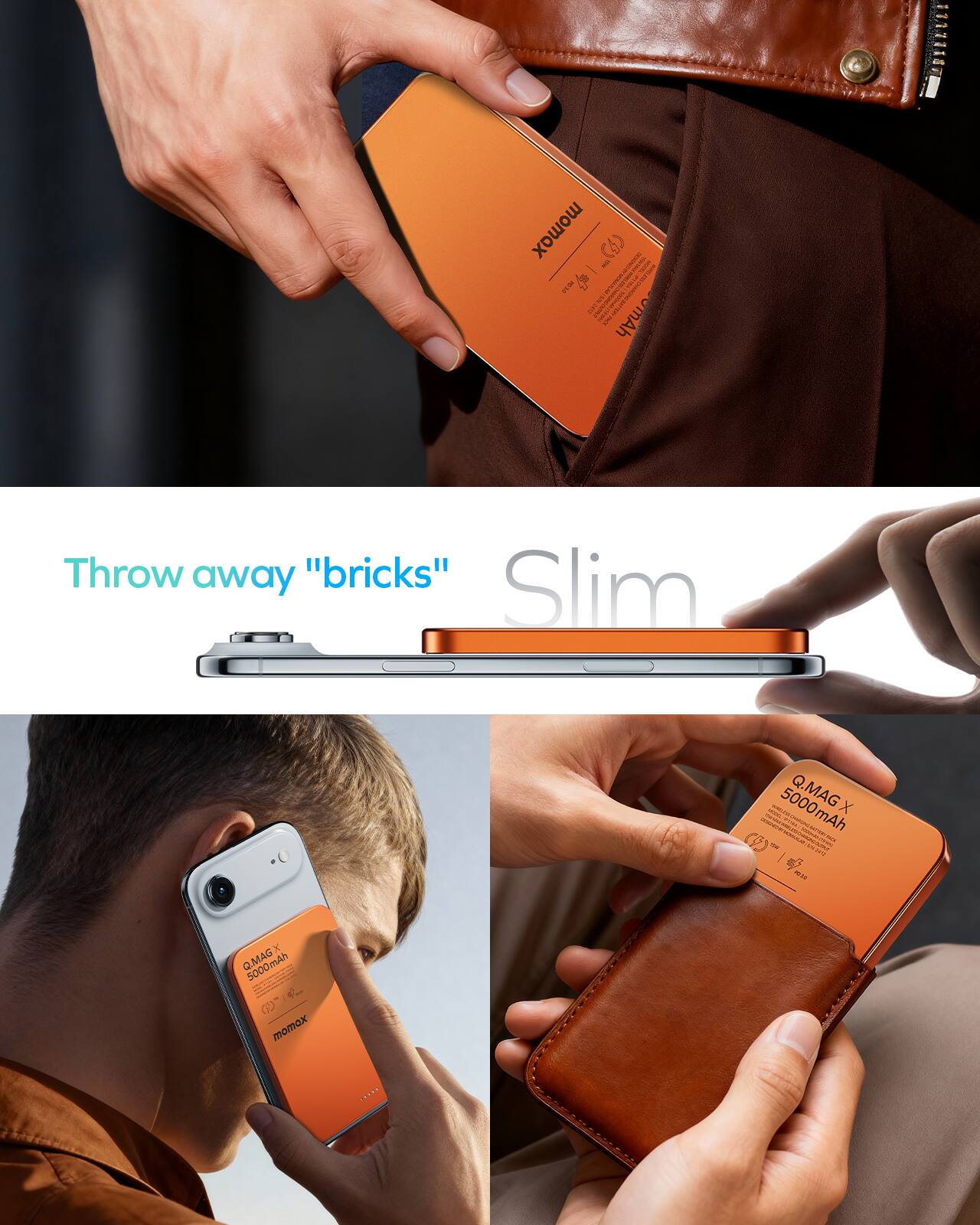 Momax Ultra Thin Magnetic Power Bank 5000mAh with 7.5W Wireless for ...