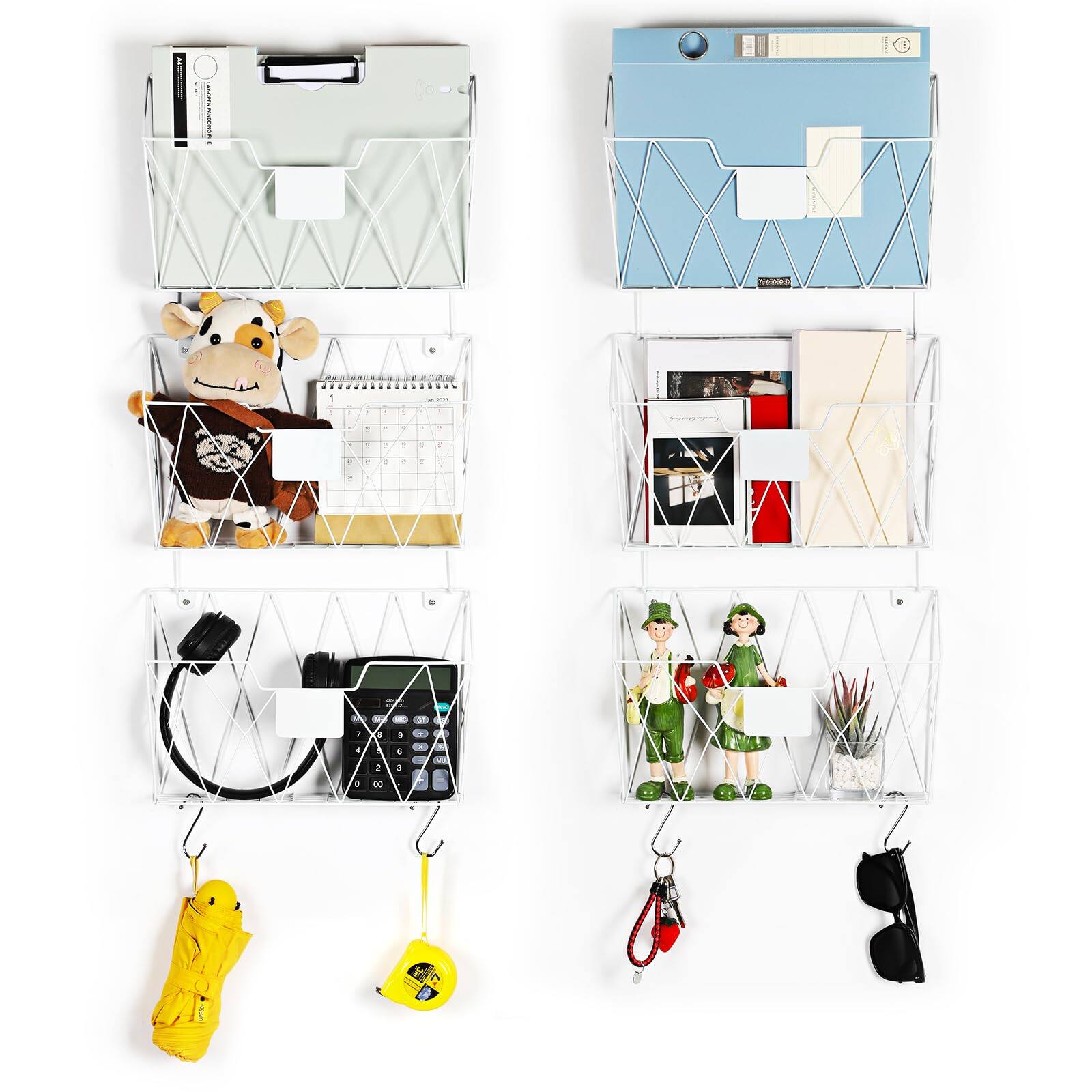 Dapper Styles Wall File Holder 6 Pockets Hanging Organizer For Papers ...