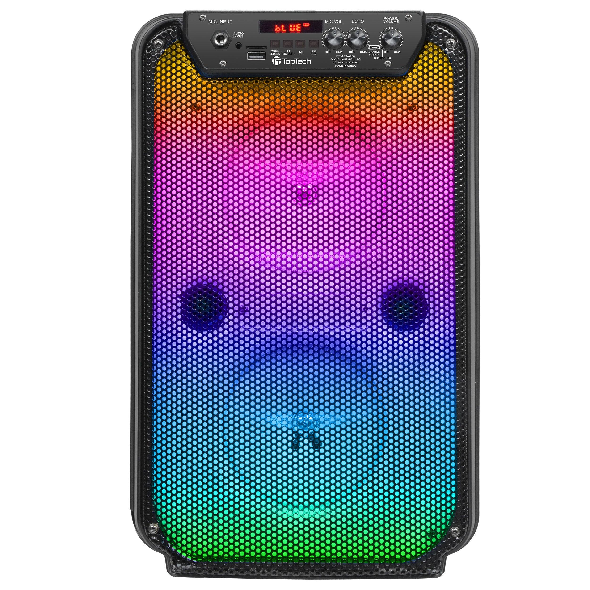 TopTech TTA 206 Dual 6'' Woofer Bluetooth Speaker with Stand & LED ...
