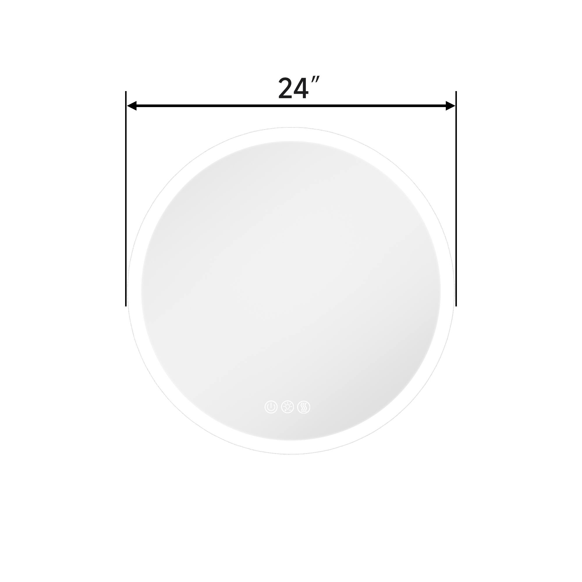 LOVMOR 24 x 24 Inches Round Tempered Glass LED Bathroom Mirror with ...