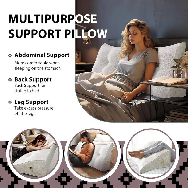 wowmax King Size Plush Wedge Pillow Extra Large Triangle Reading Pillow ...