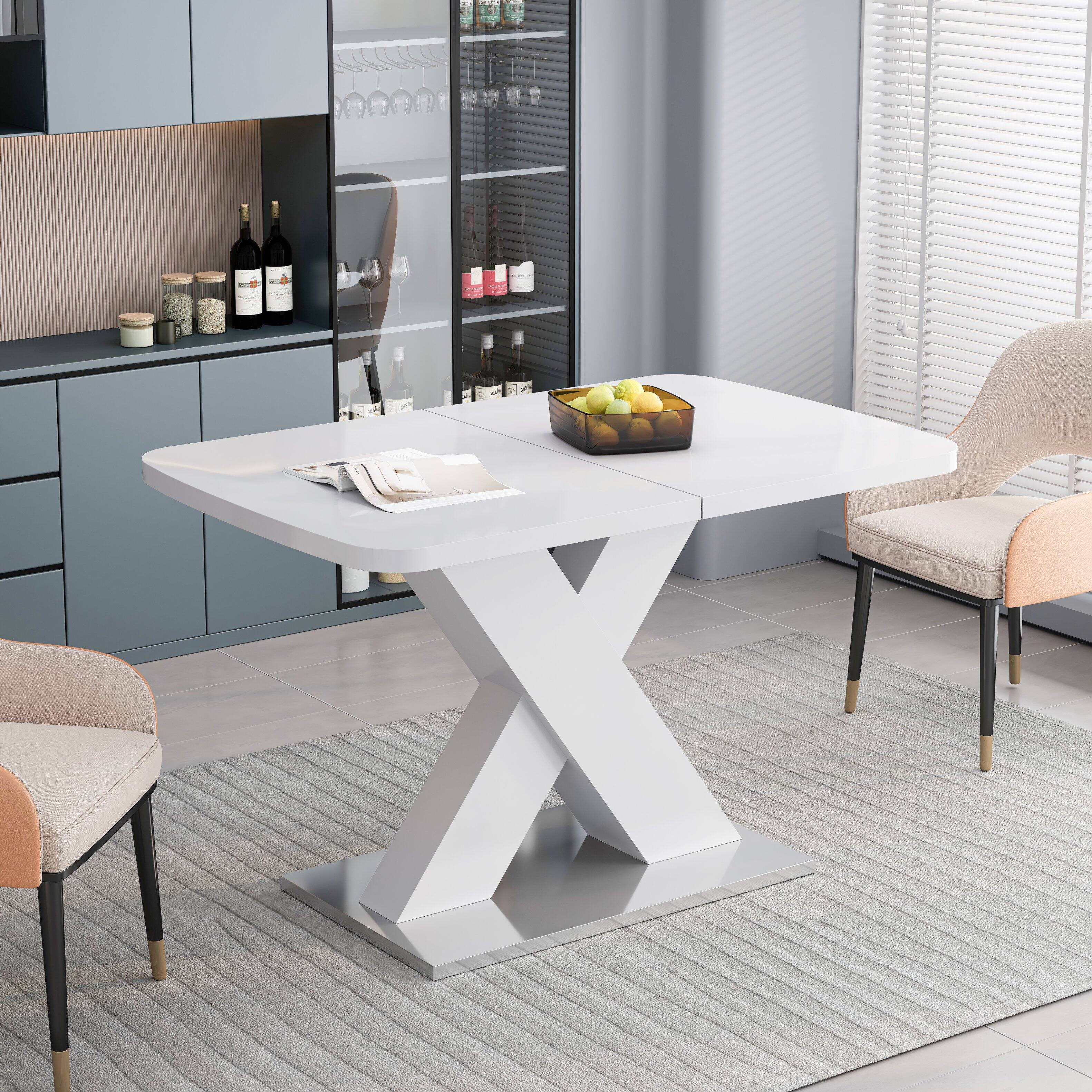 Tiramisubest Modern Square Dining Table, Stretchable, Table Top + MDF X ...