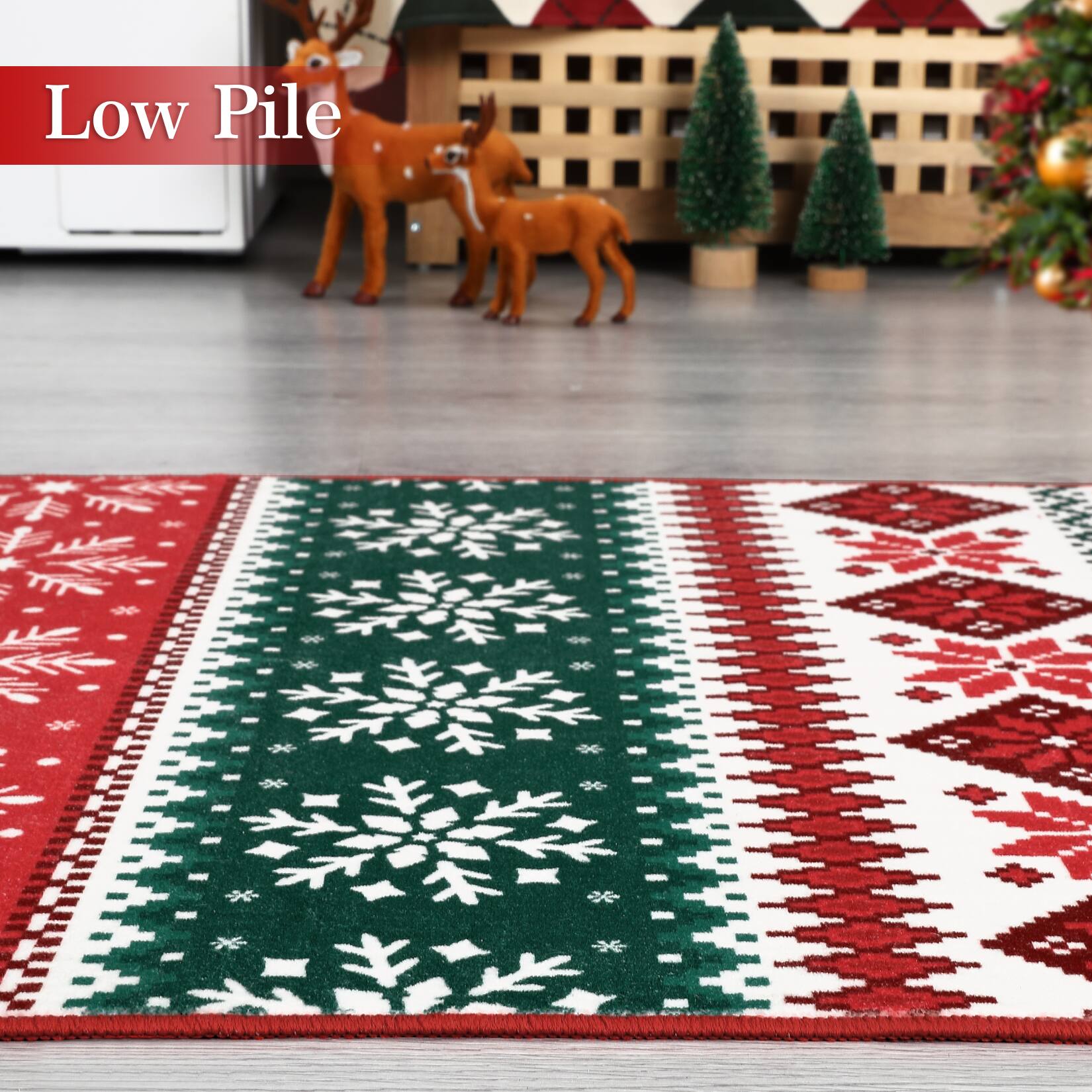 GARVEE Festive Evergreen Classic Holiday Area Rug with Deer ...
