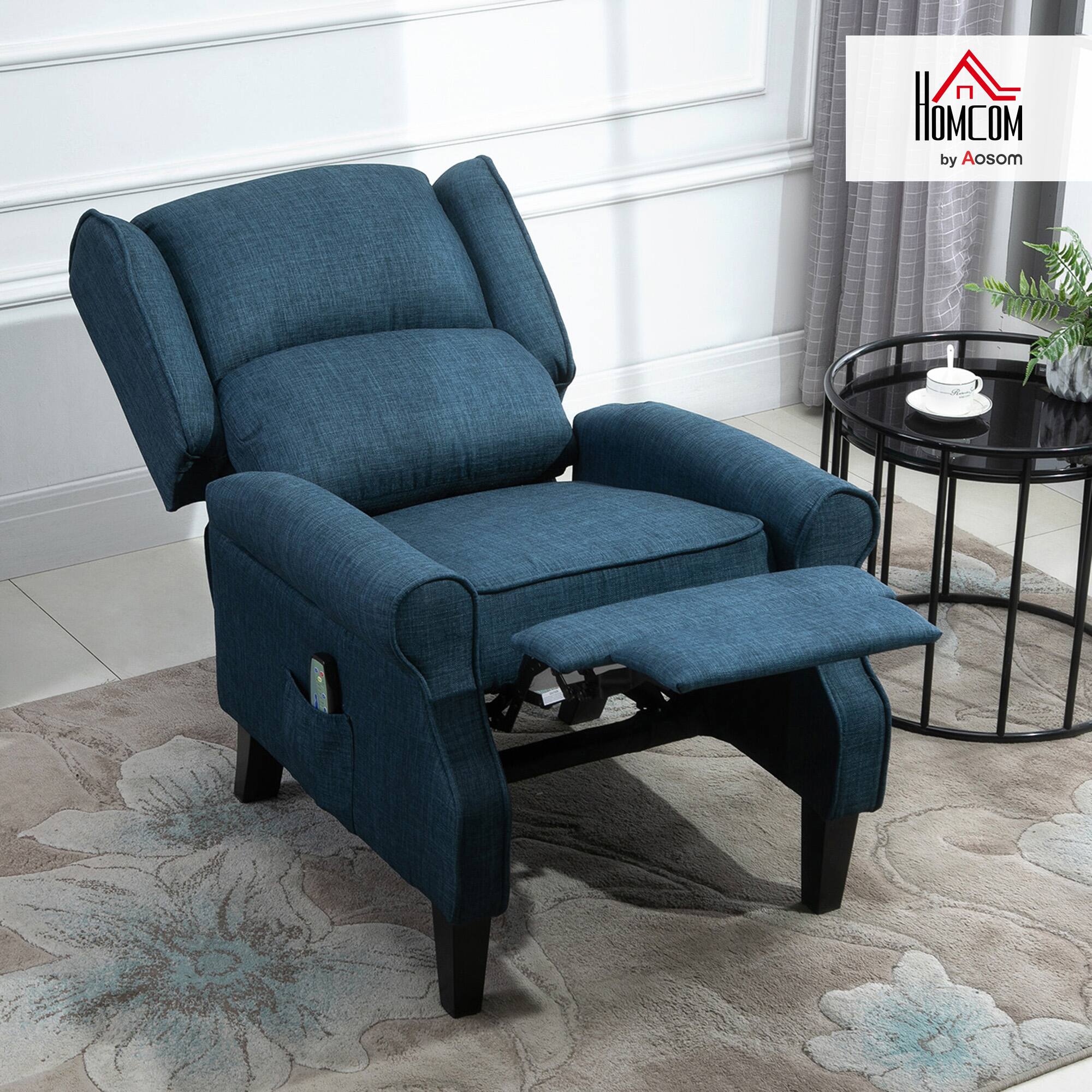 Homcom Vibration Massage Recliner Chair, Wingback Single Sofa, Modern ...