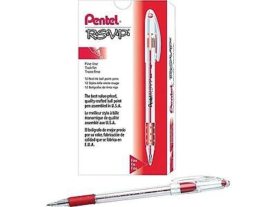 Pentel R.S.V.P. Ballpoint Pens, Fine Point, Red Ink, Dozen (BK90 B ...