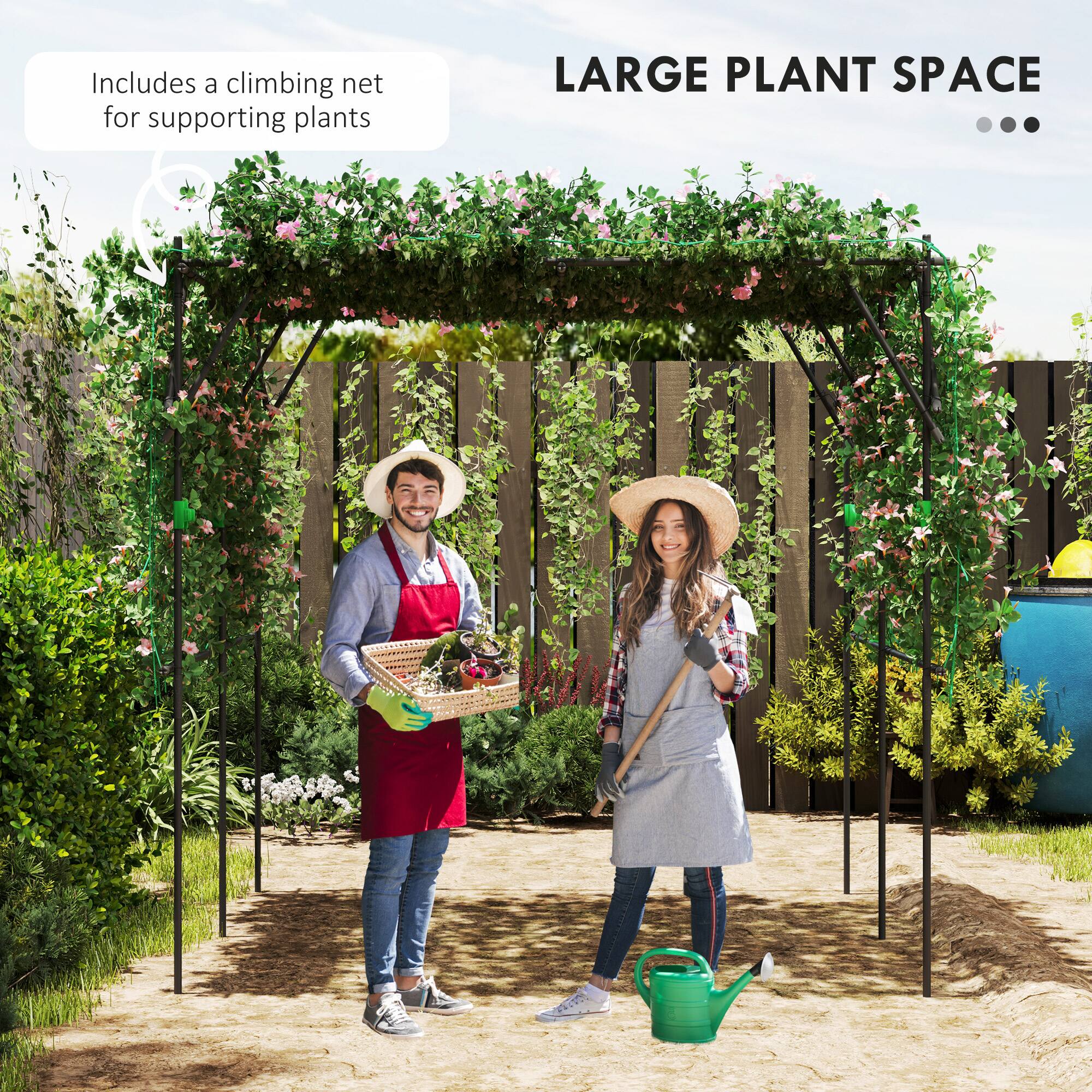 Outsunny Garden Arch Trellis, 7.3 FT Tall Plant Trellis Support with ...