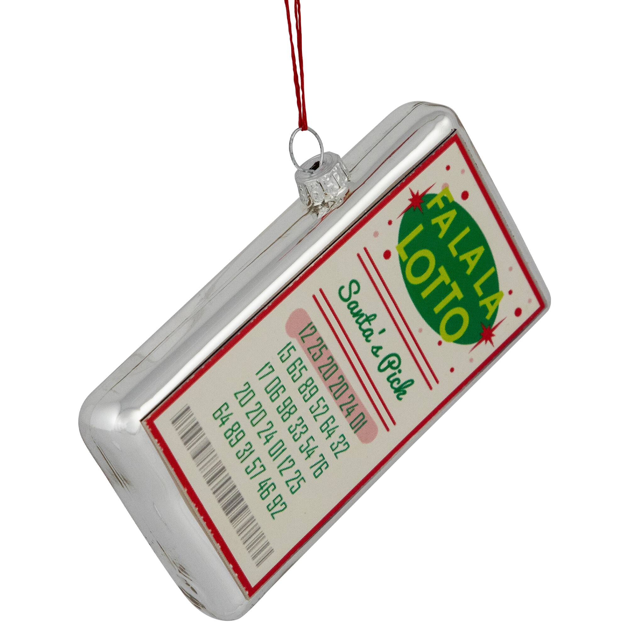 Northlight Glass "Fa La La Lotto Santa's Pick" Hanging Christmas ...