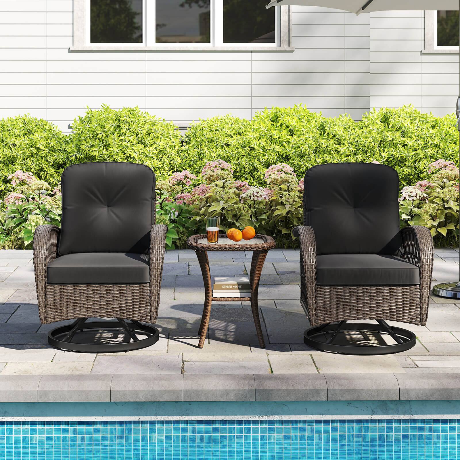 Alt View 1. Costway - Costway 3 PCS Patio Swivel Rocker Set Gliding ...
