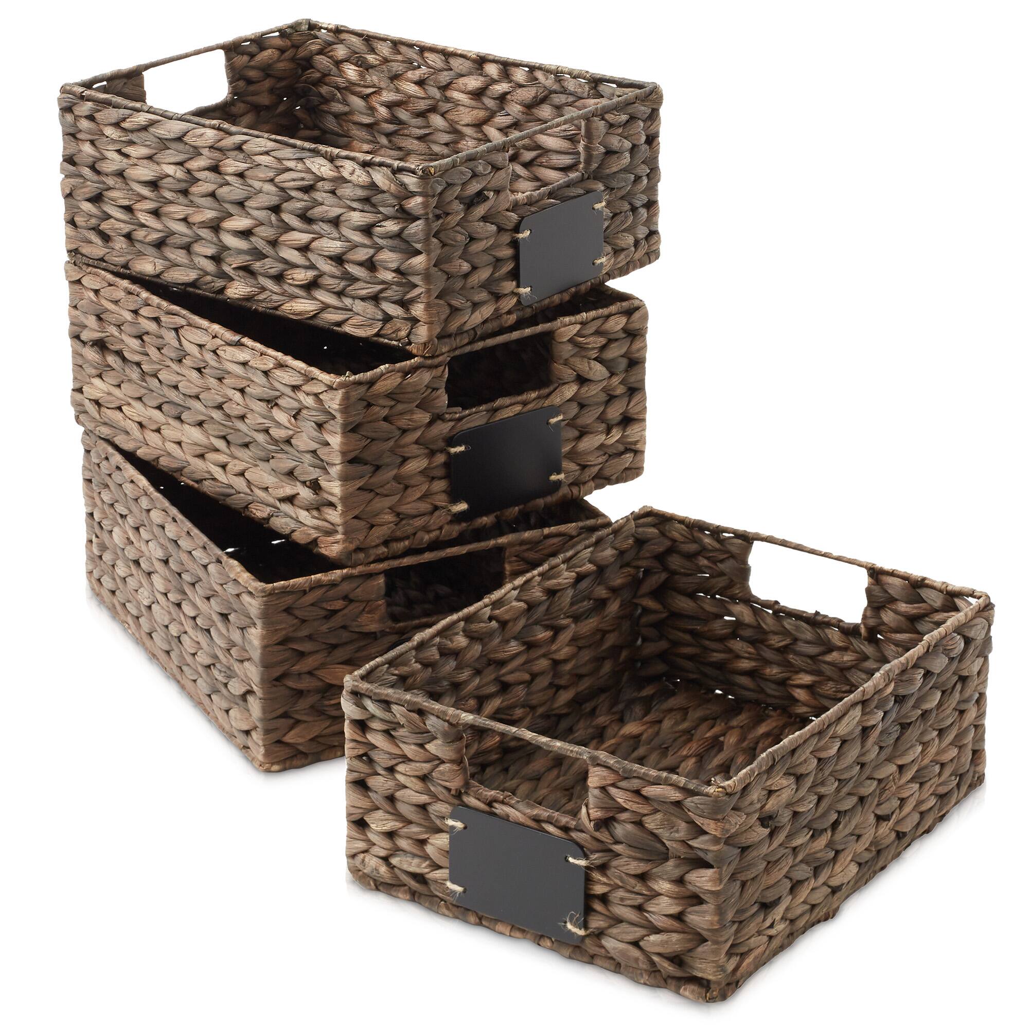 Casafield Water Hyacinth Pantry Storage Basket Organizer Bins Espresso ...