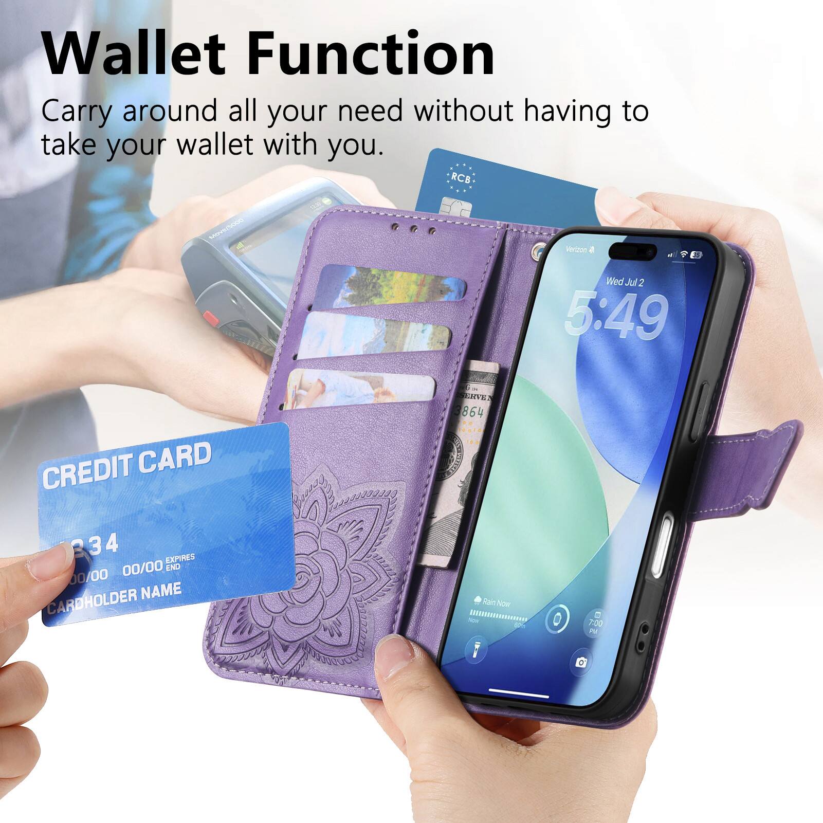 Dteck Wallet Case for Apple iPhone 17 Pro Max, Embossed Butterfly ...