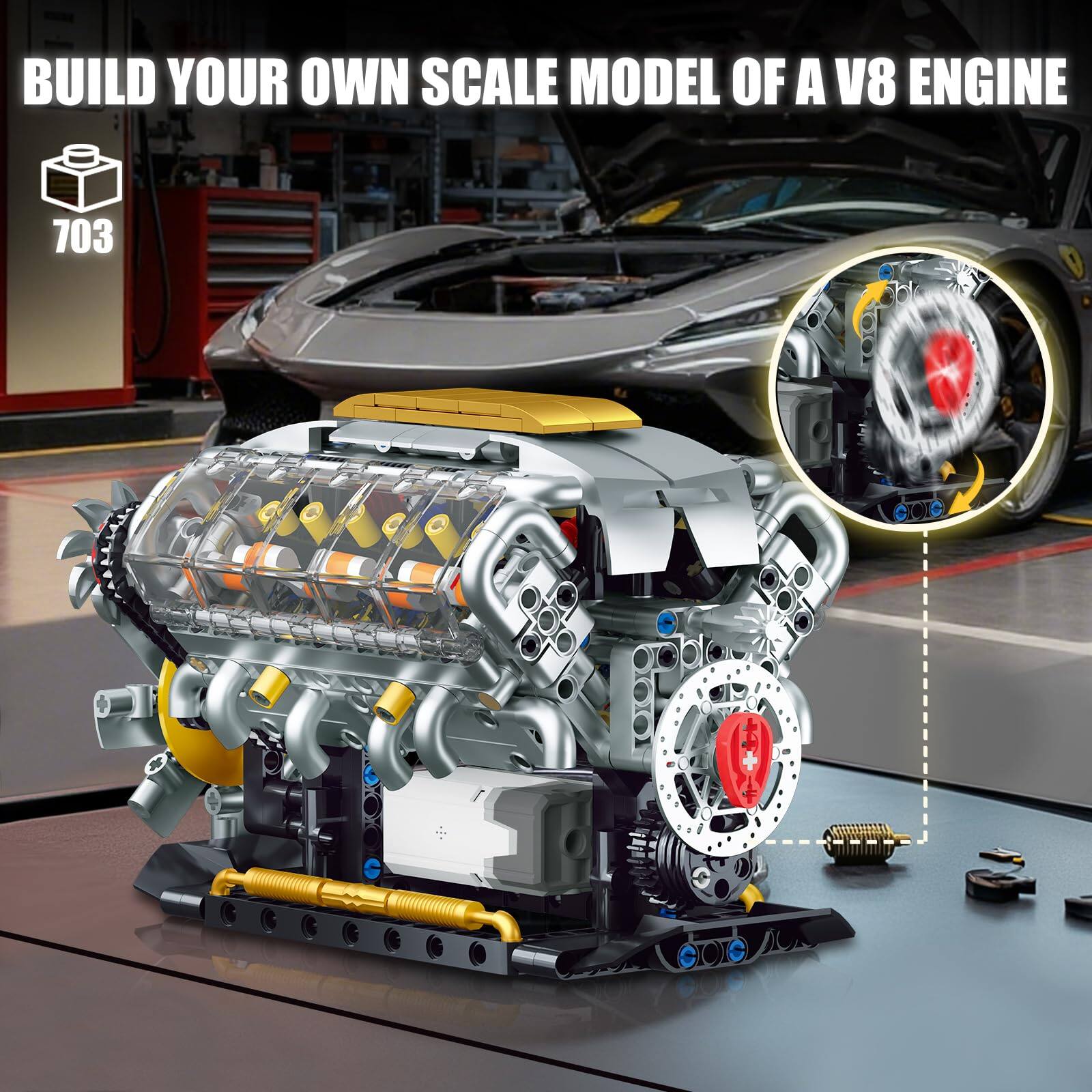 EZTW1 V8 Engine Building Kit For Adults Build Your Own Moc Mini Model ...
