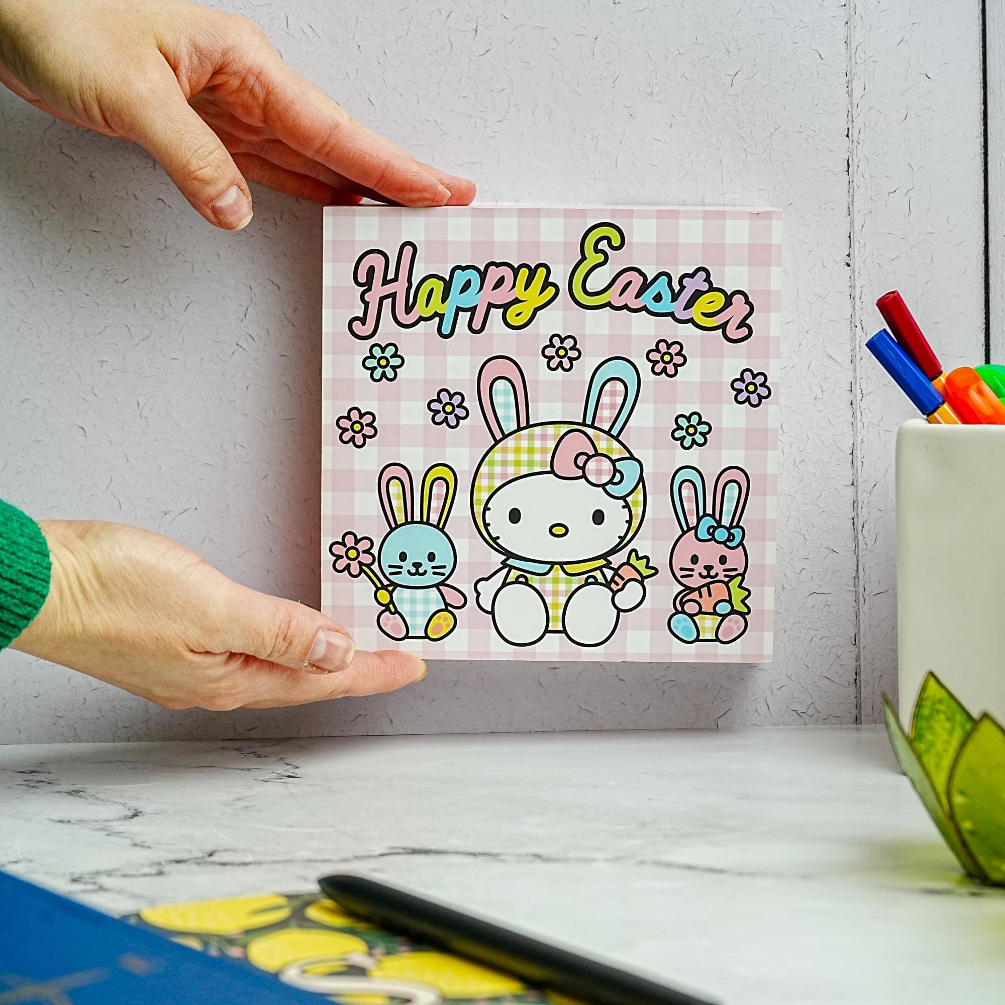Silver Buffalo Sanrio Hello Kitty "Happy Easter" 6 x 6 Inch Wood Box ...