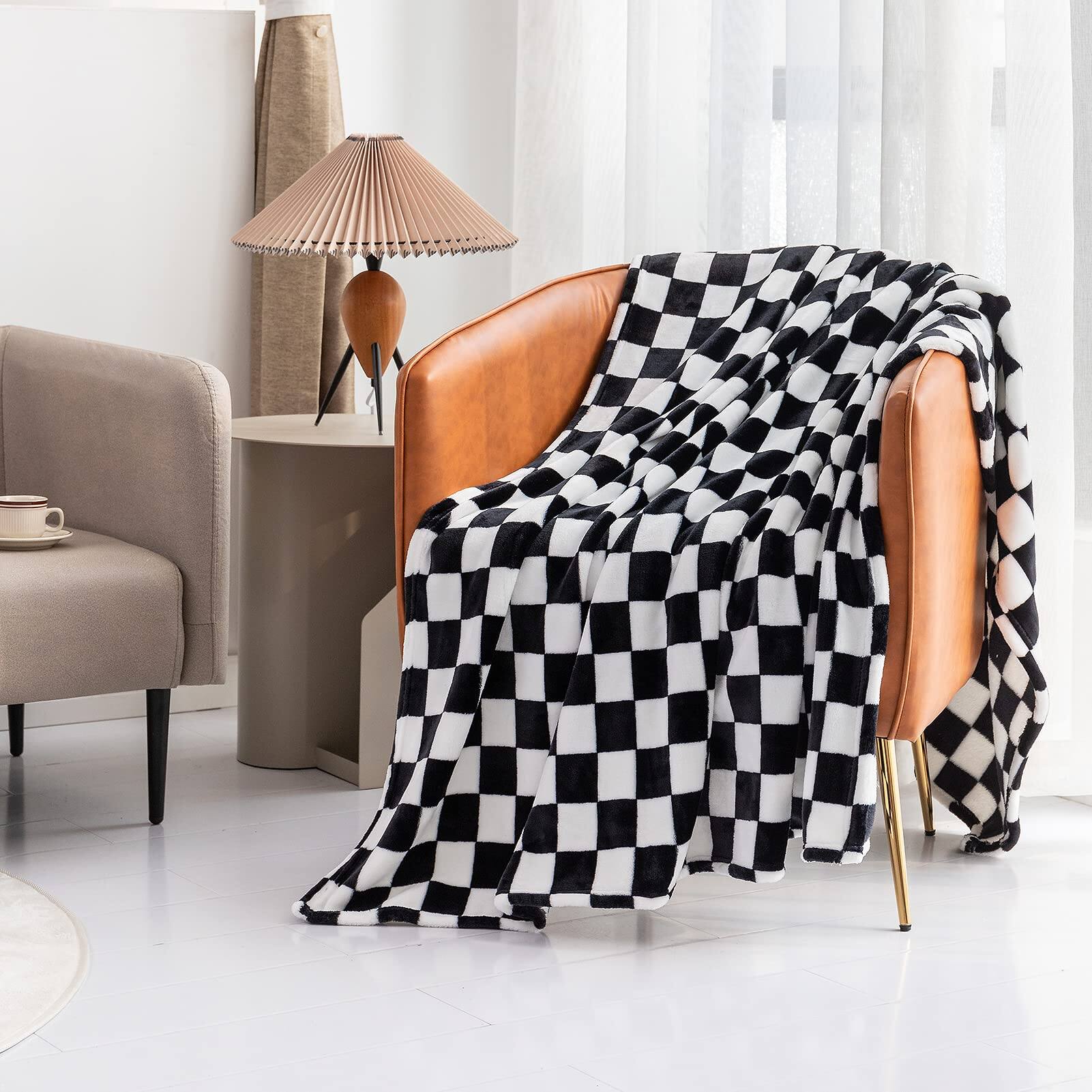 Pacoar Cade Throw Blankets Flannel Blanket With Checkerboard Grid ...