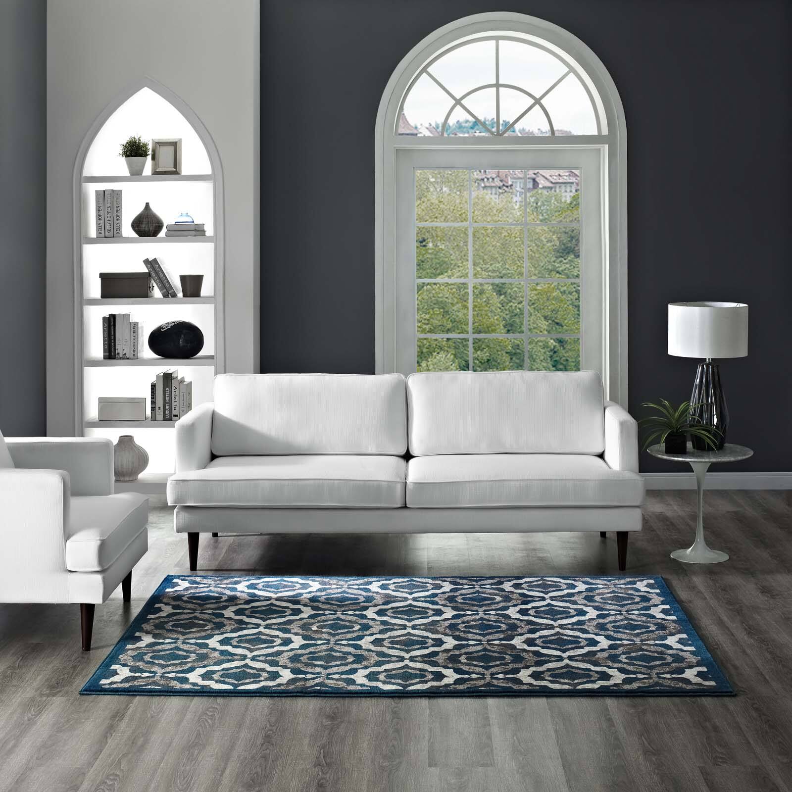 Modway Kalinda Rustic Vintage Moroccan Trellis Area Rug Ivory Moroccan ...