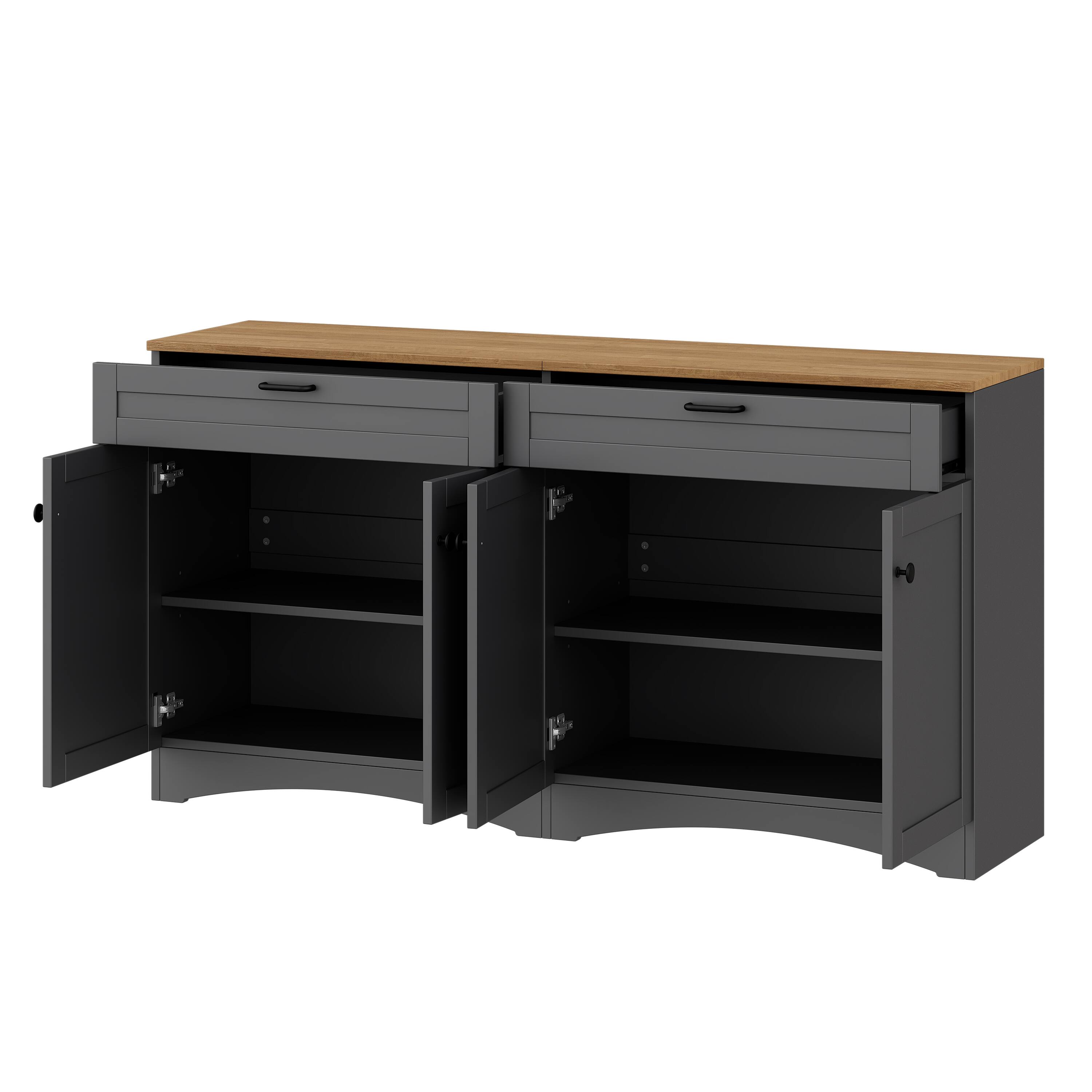 APRILSOUL Farmhouse TV Stand with 2 Drawers for TVs Up to 70 Adjustable ...