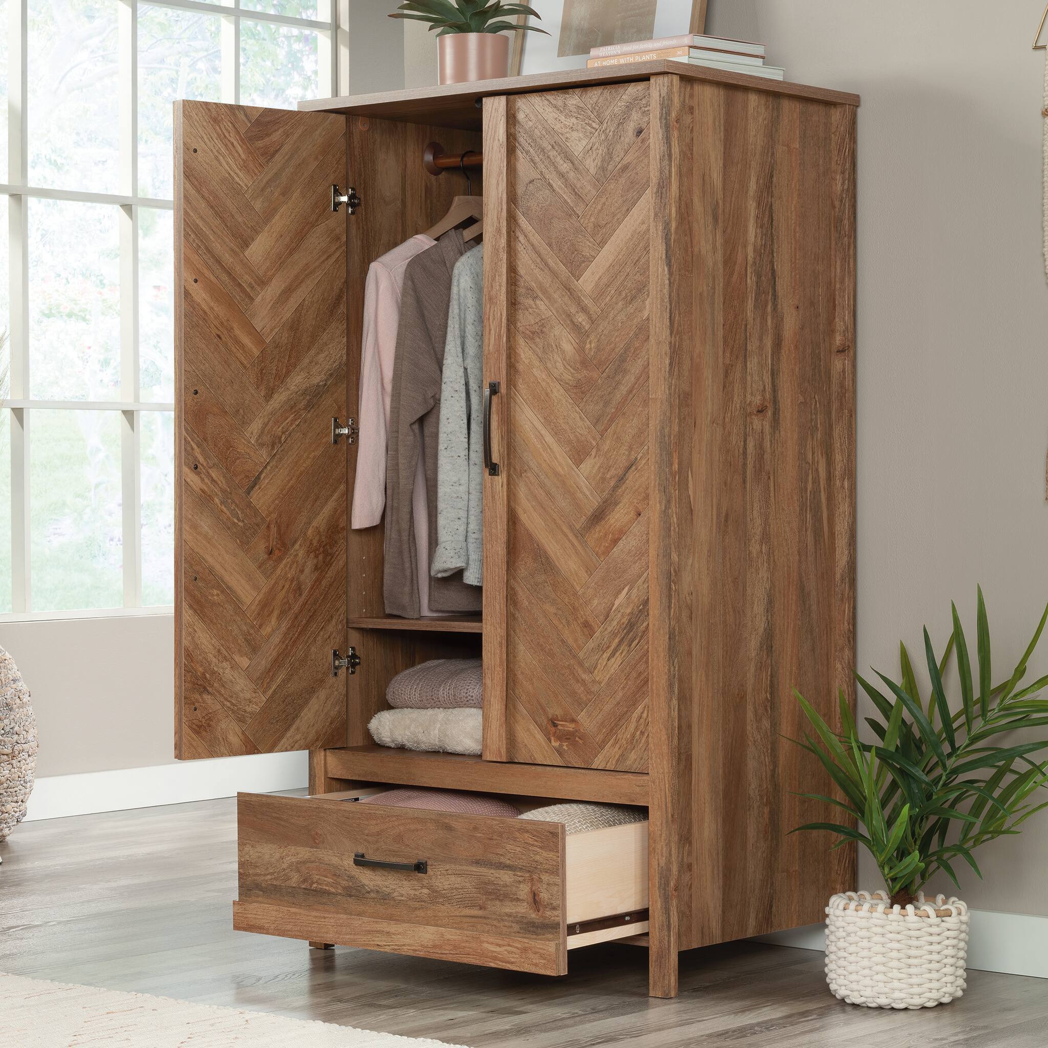 Sauder Cannery Bridge Wardrobe Armoire Sindoori Mango 431895 - Best Buy