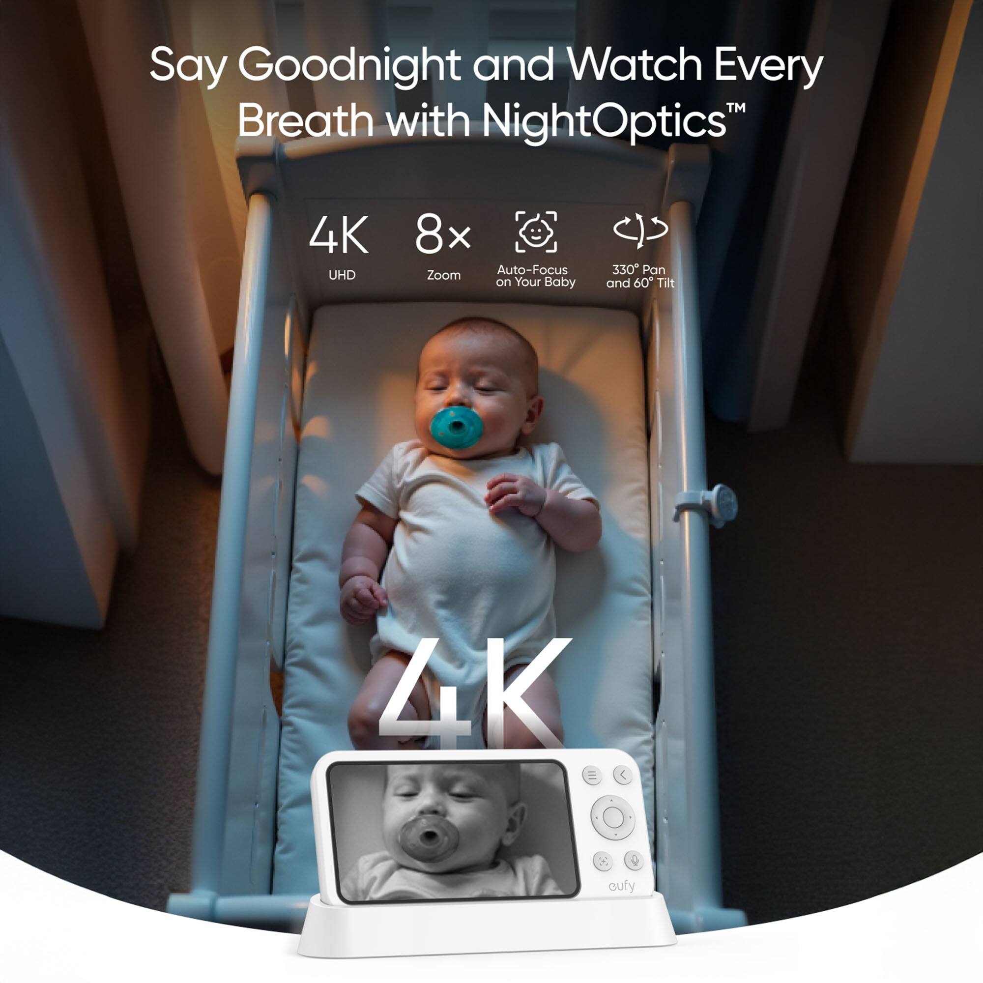 eufy E21 Baby Monitor with 4K Camera and Charging Base White E8354121 - Best Buy