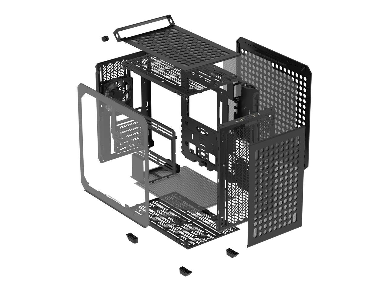 Cooler Master QUBE 500 Flatpack Black ATX Gaming Case, Tempered Glass ...
