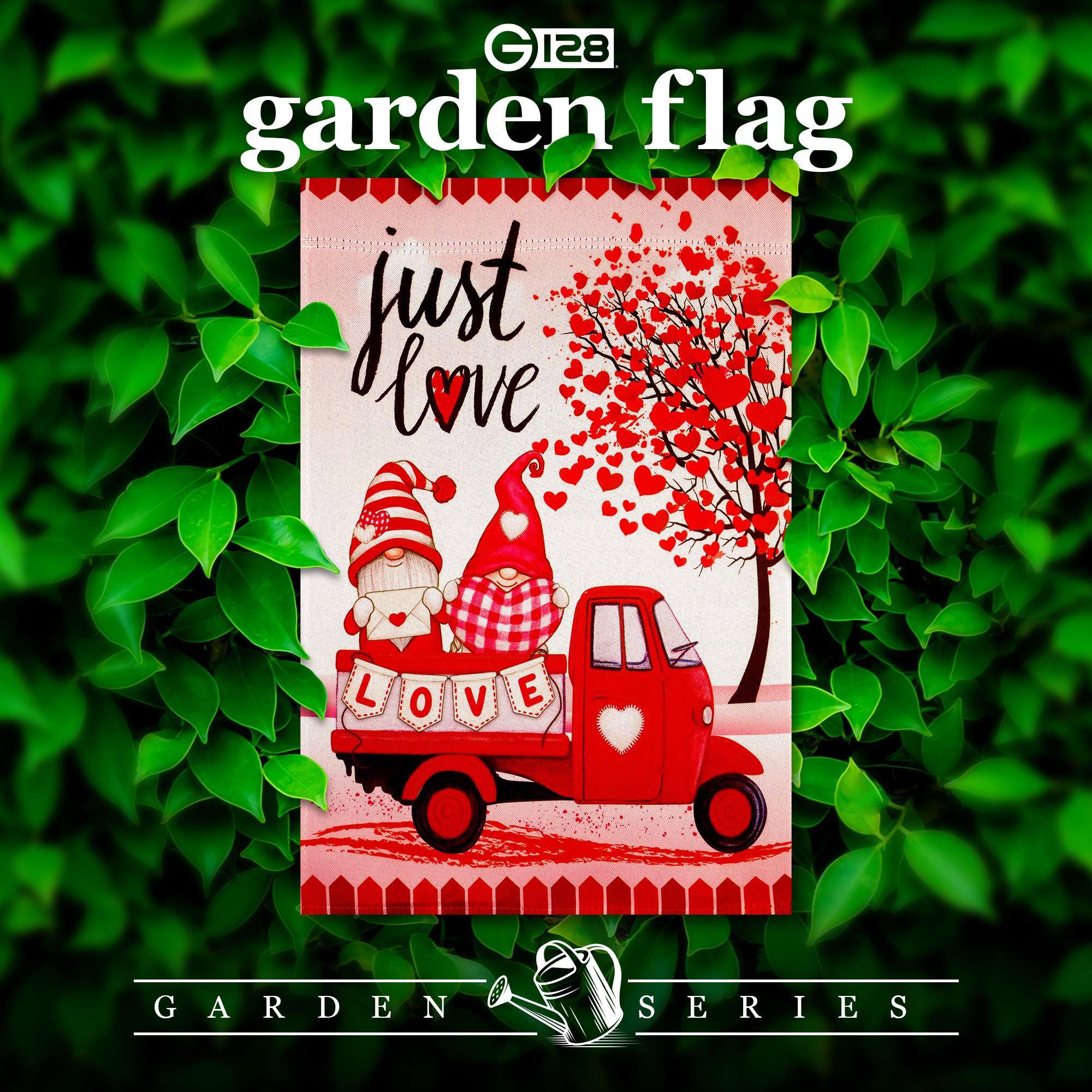 G128 Valentine Just Love Gnome Truck Garden Flag, 12 x 18 in, Double ...