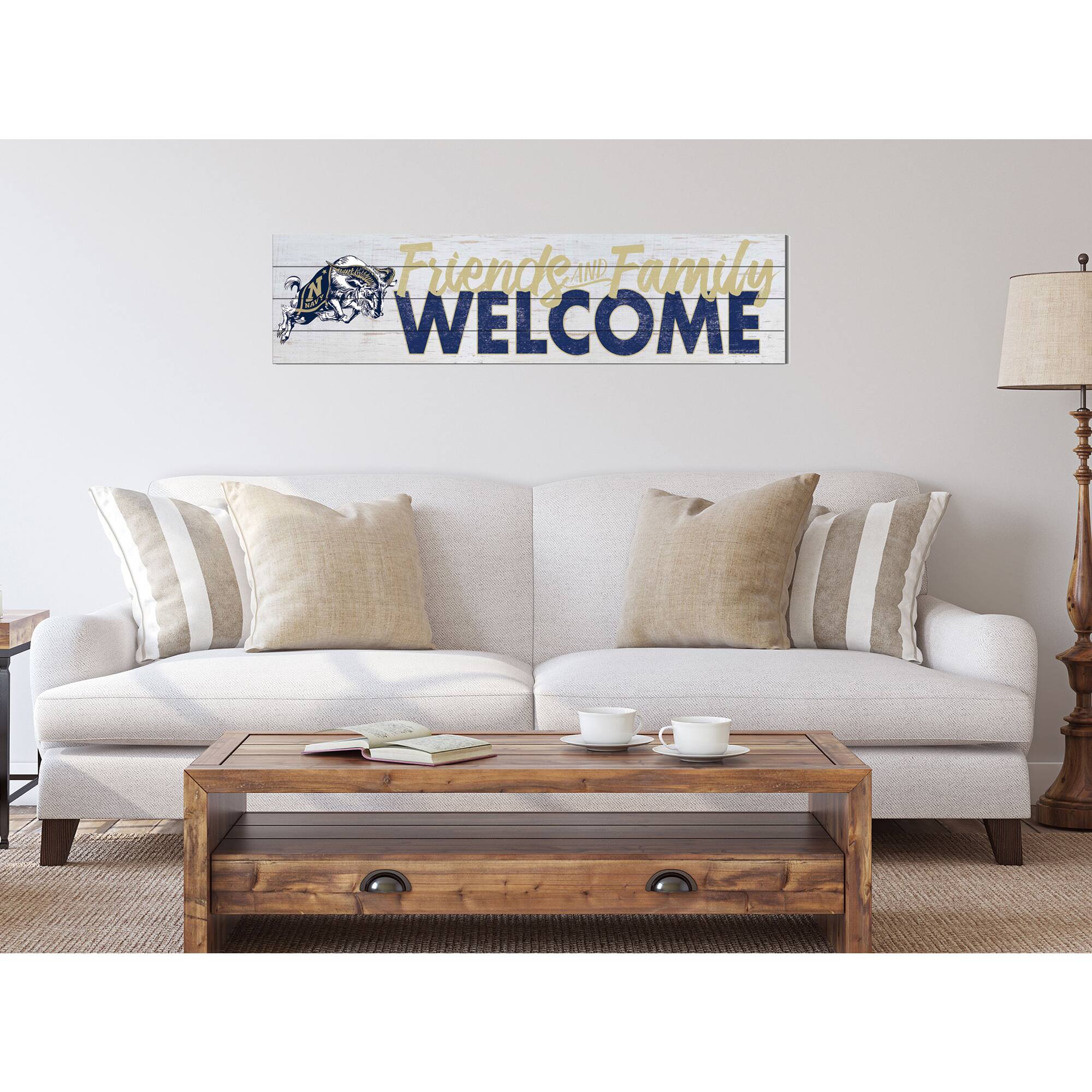 Jardine Navy Midshipmen 10'' x 40'' Friends & Family Welcome Sign White ...