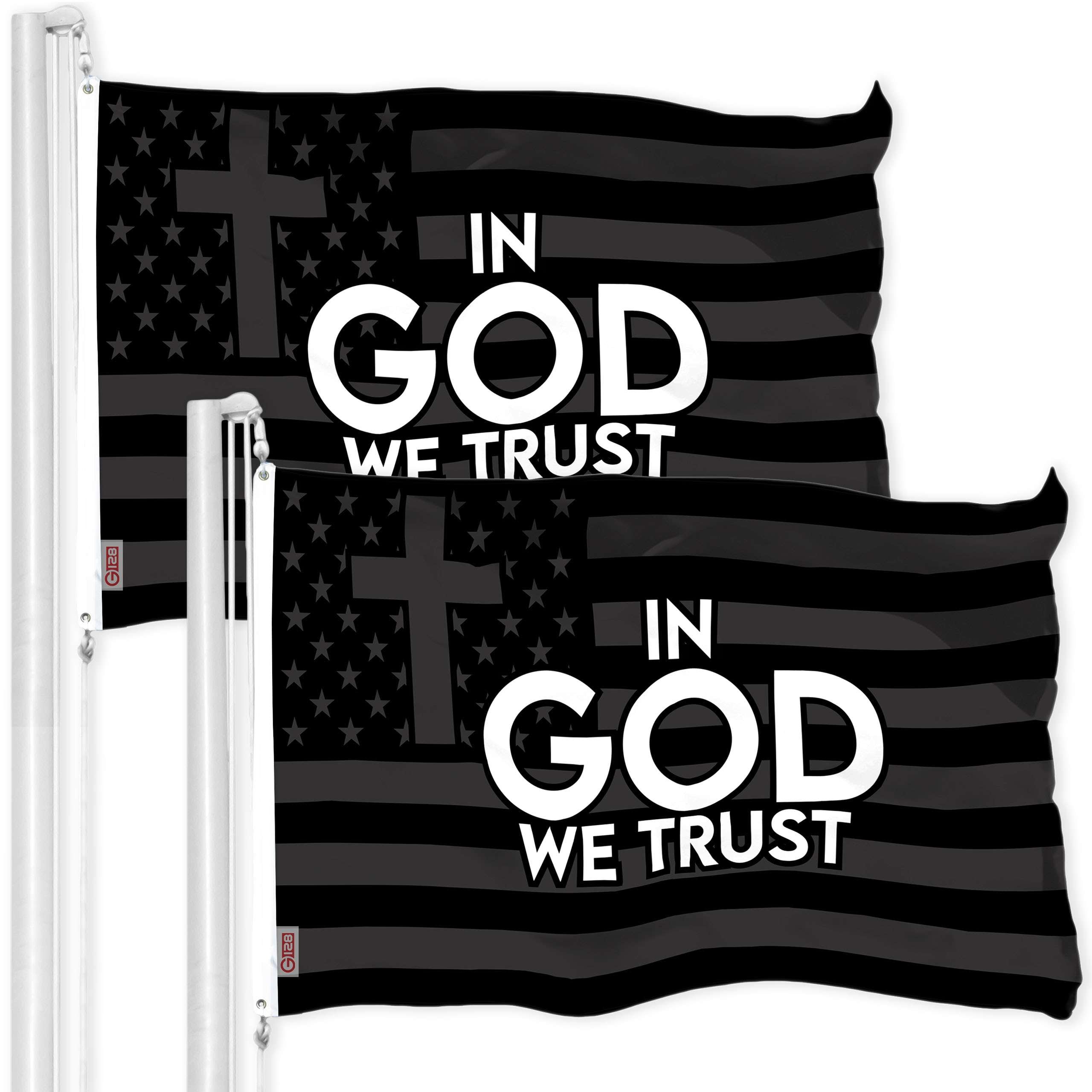 G128 2 Pack "In God We Trust" Patriotic Flag, 3 x 5 ft, 300D Polyester ...