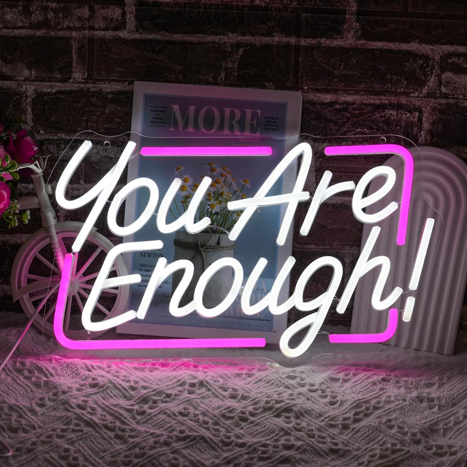Auledio You Are Enough Neon Sign for Wall Decor,USB Powered Letter Neon ...