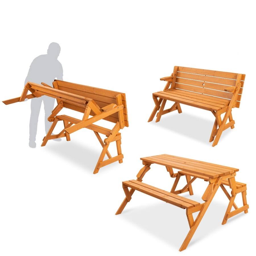 SlickBlue 2 in 1 Outdoor Wooden Garden Table and Bench ...